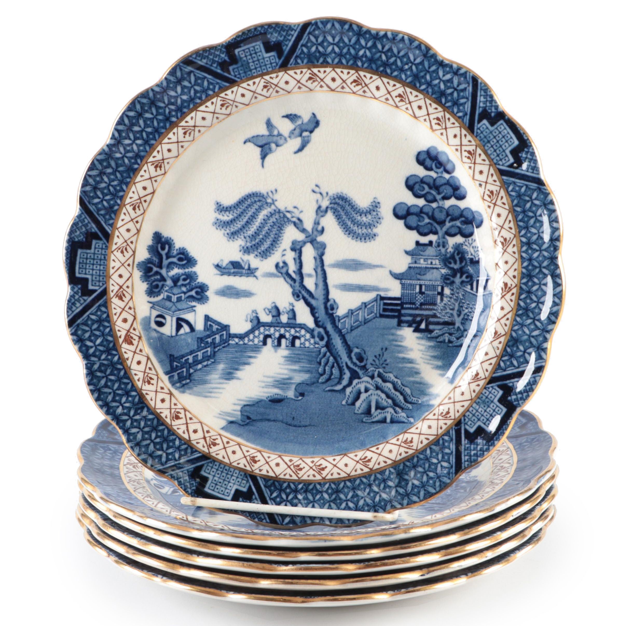 Booths "Real Old Willow" Earthenware Dinner Plates, Early to Mid-20th ...