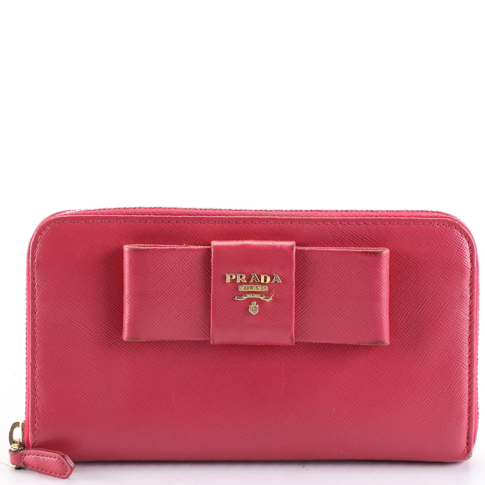 Prada Bow Wallet in Pink Saffiano Leather | Everything But The House