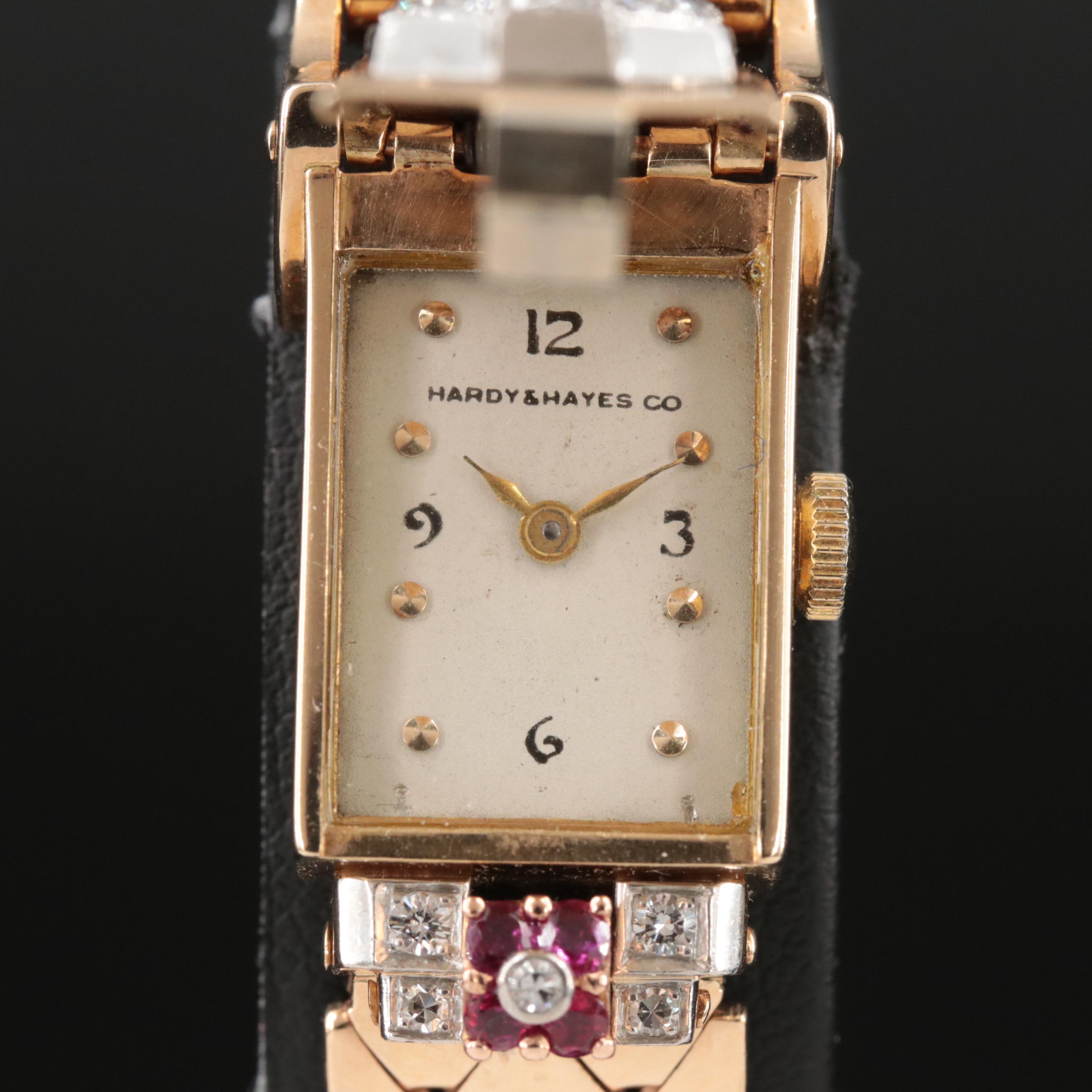 14K, Diamond and Ruby Hardy & Hays Concealed Dial Watch | EBTH