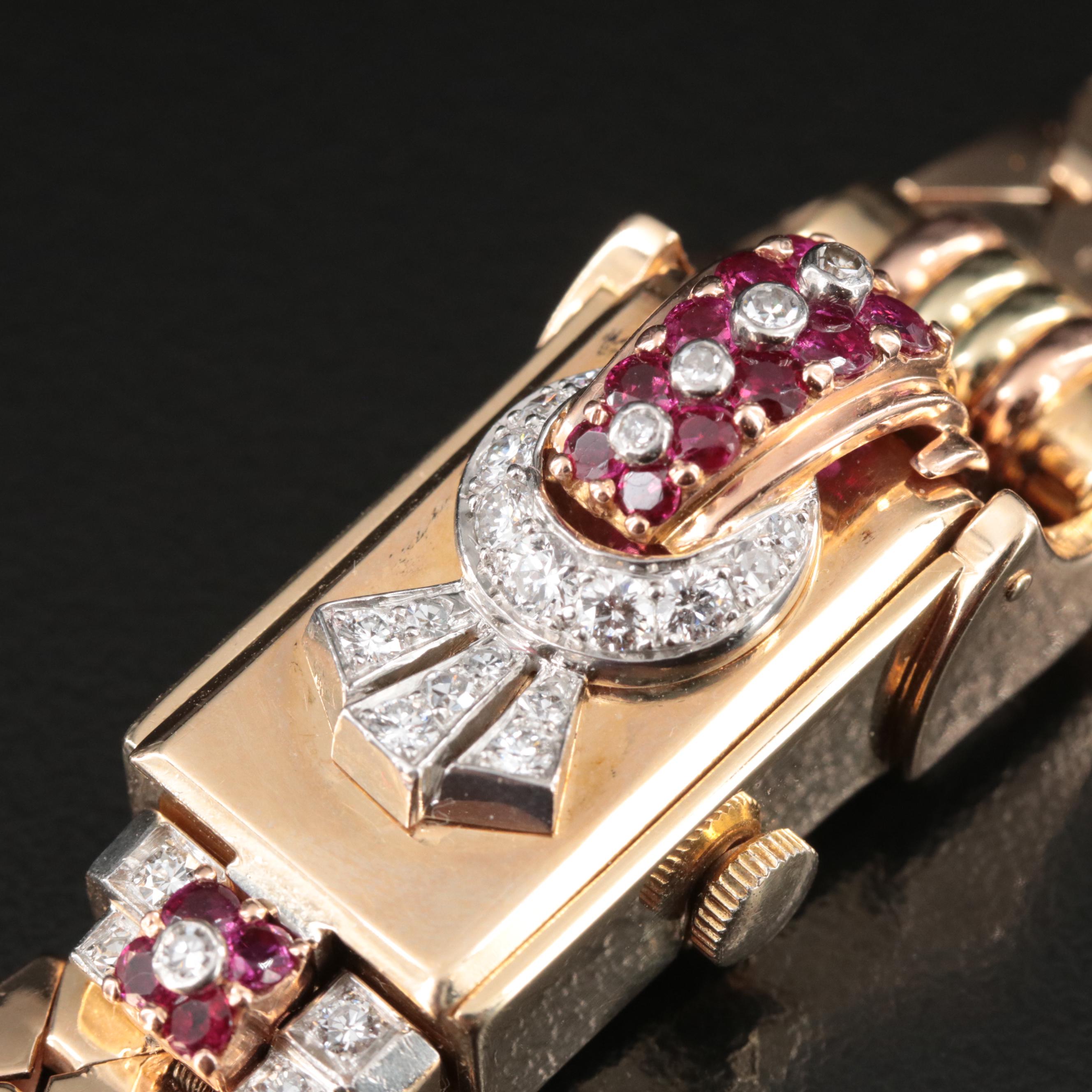 14K, Diamond and Ruby Hardy & Hays Concealed Dial Watch | EBTH