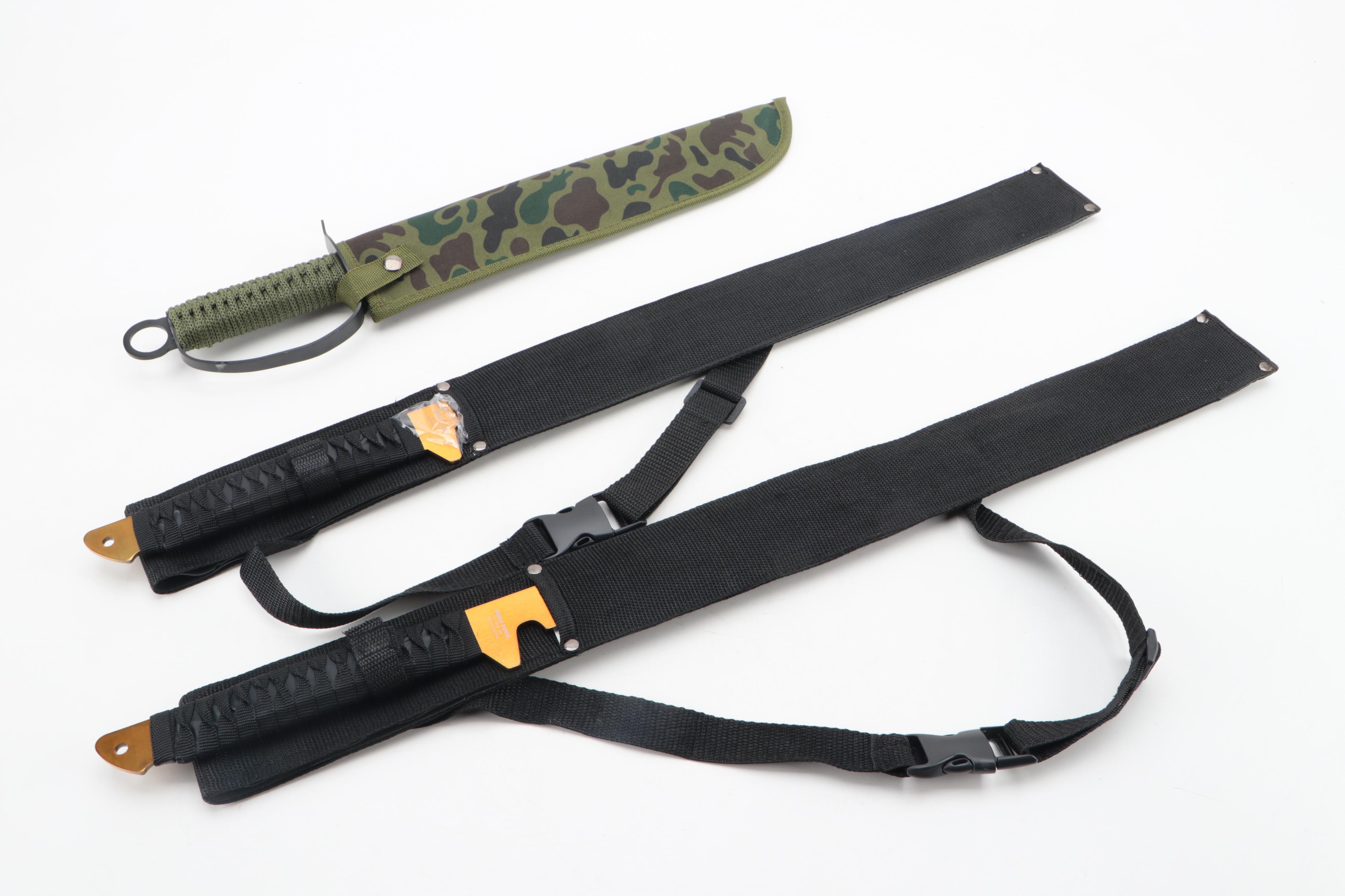 Hero Edge Short Swords and Survival Machete Knife with Paracord Wrap ...