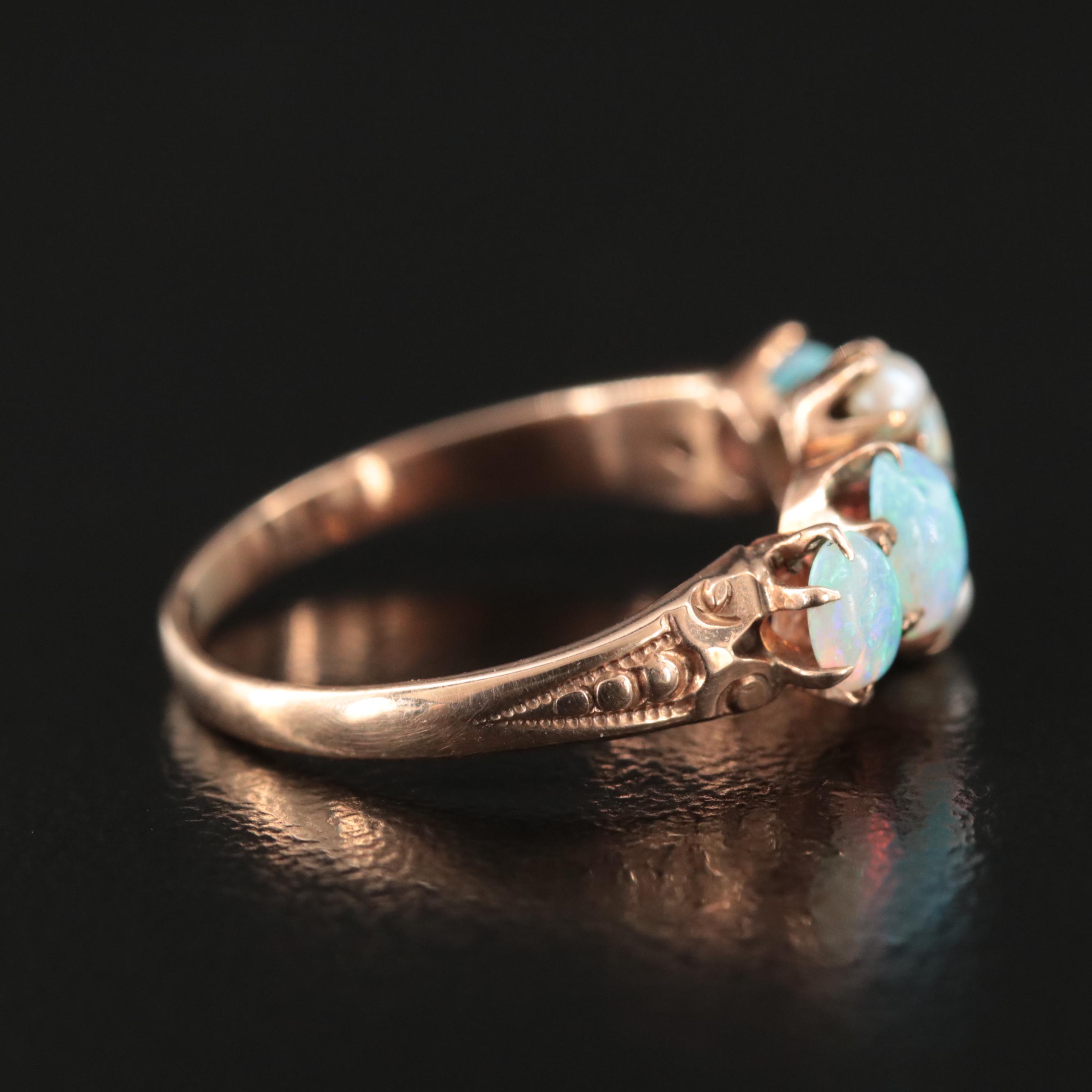 10K Opal, Pearl, and Diamond Gemstone Ring | EBTH