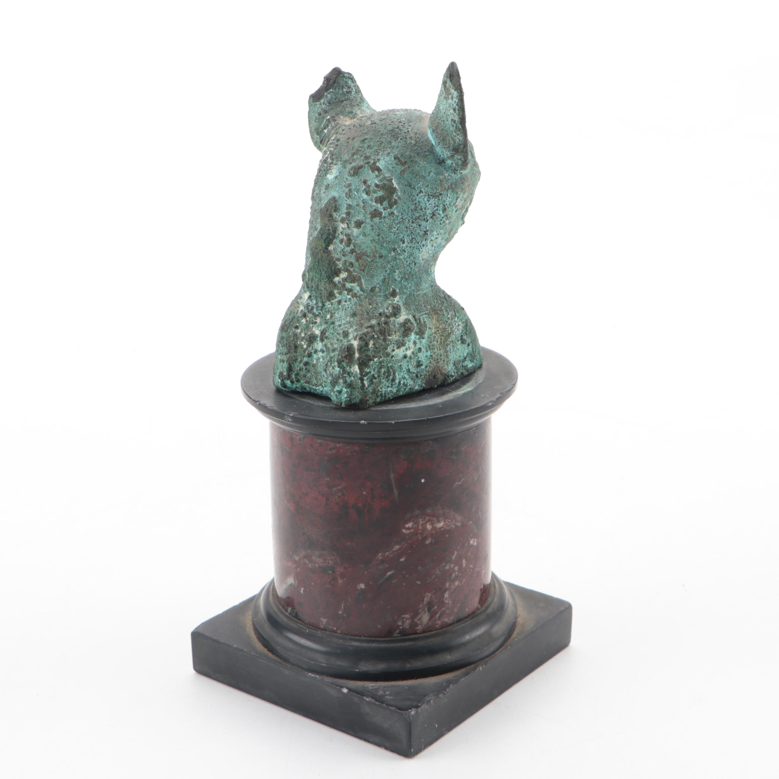 Grand Tour Bronze Bust of Bastet, 3rd-6th Dynasty Style, on Marble ...