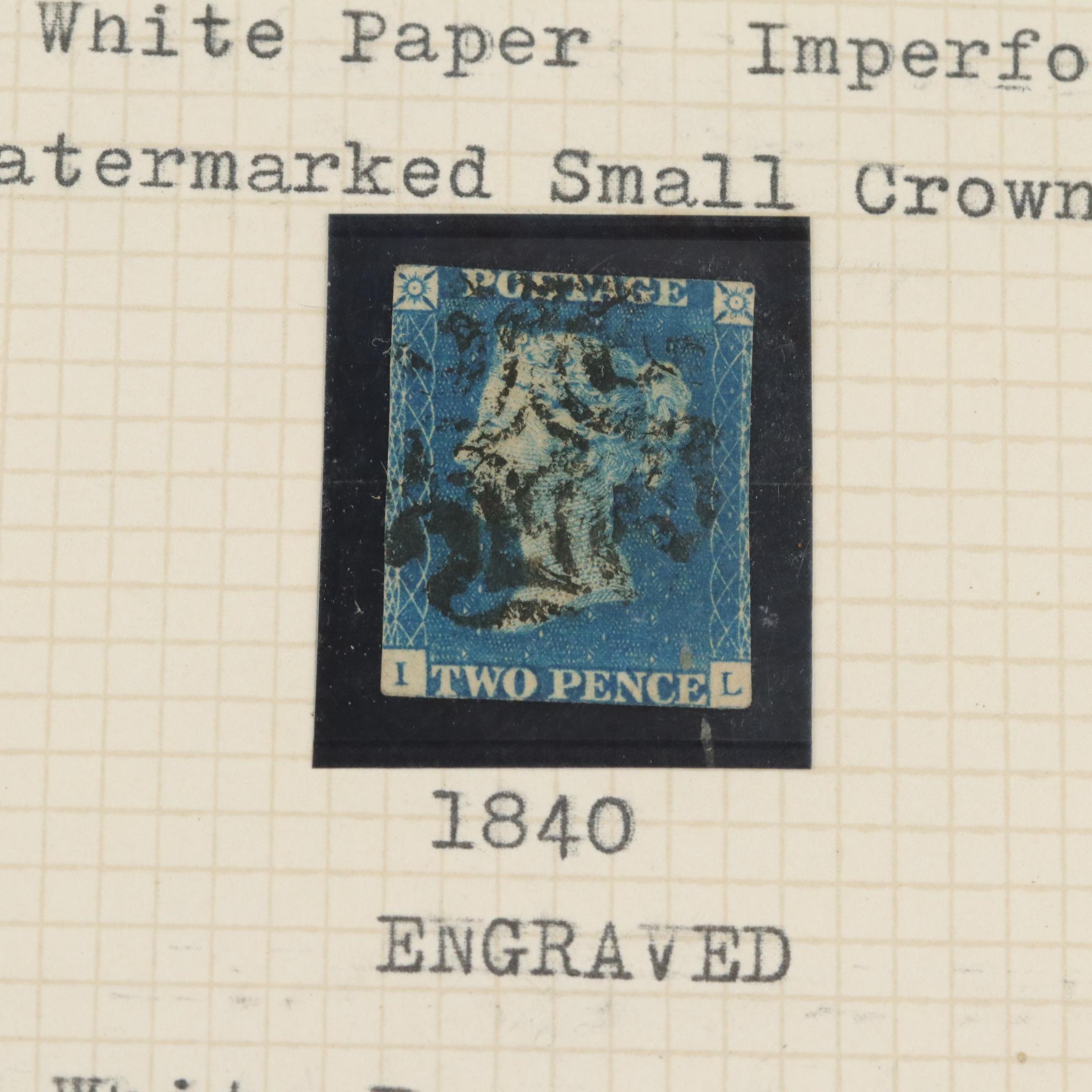 Four Early British Stamps Including a Penny Black | EBTH