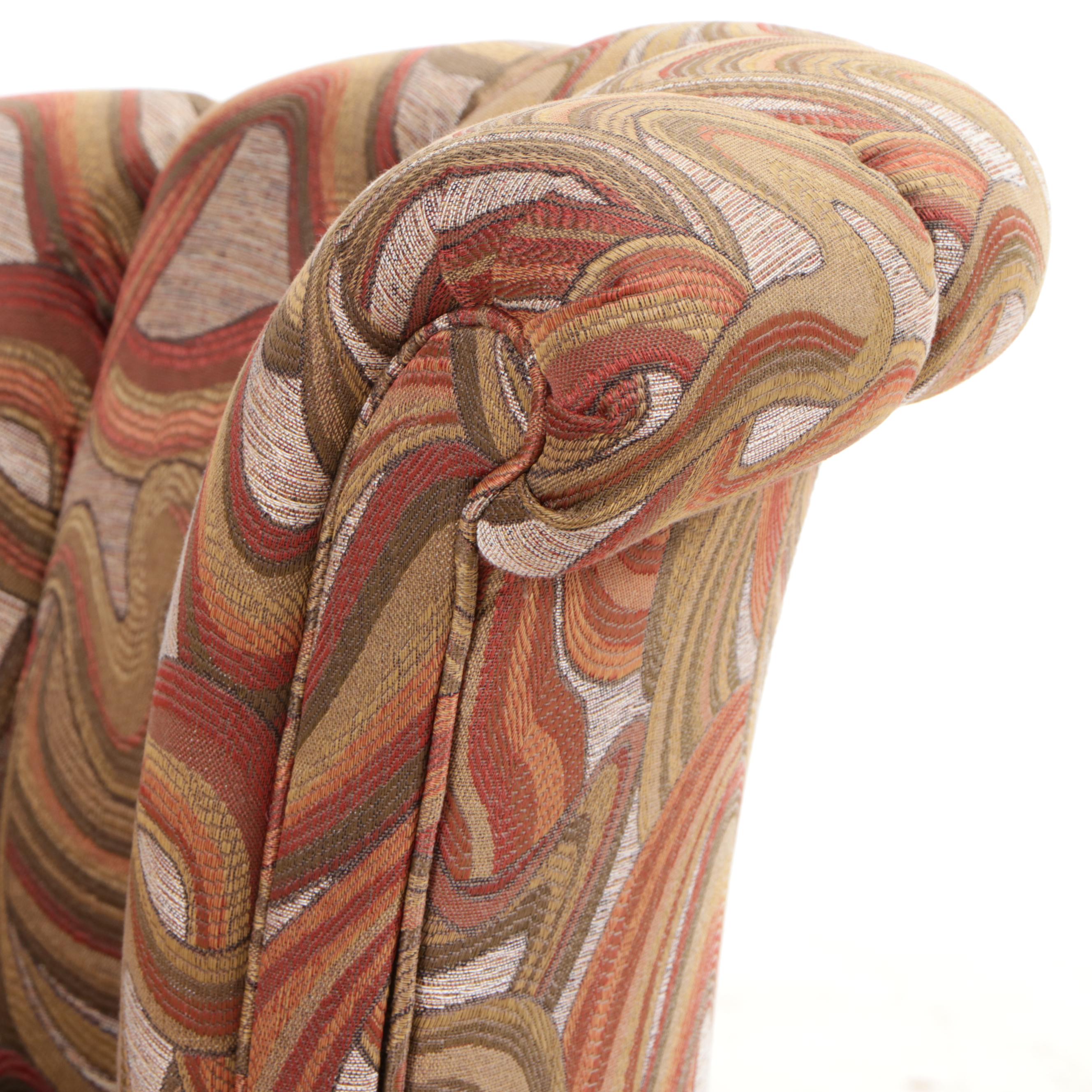 Two Thomasville Custom-Upholstered Channel-Back Swivel Tub Chairs | EBTH