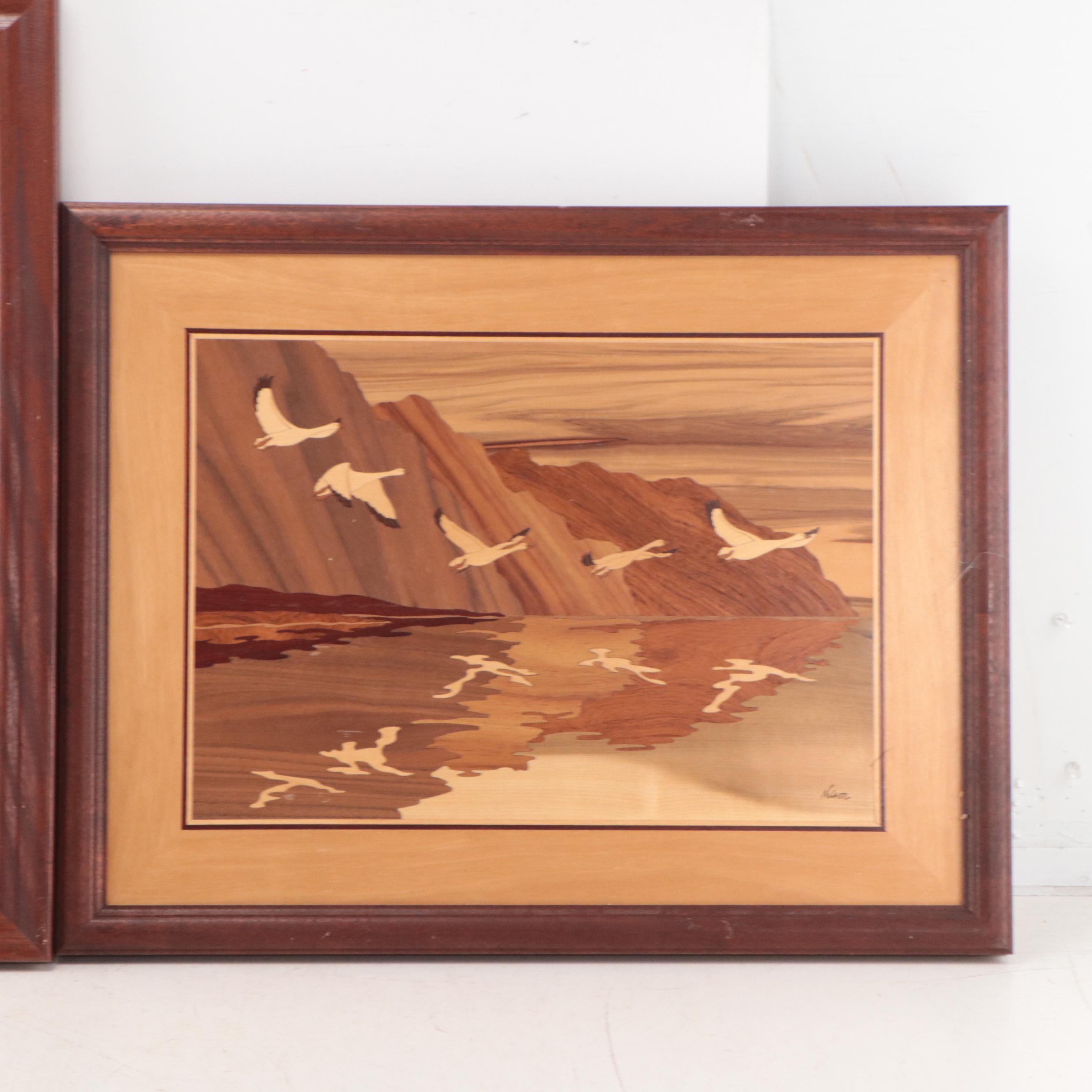 Nelson Wood Inlay Pictorial Wall Panels of Coastal Scenes | EBTH