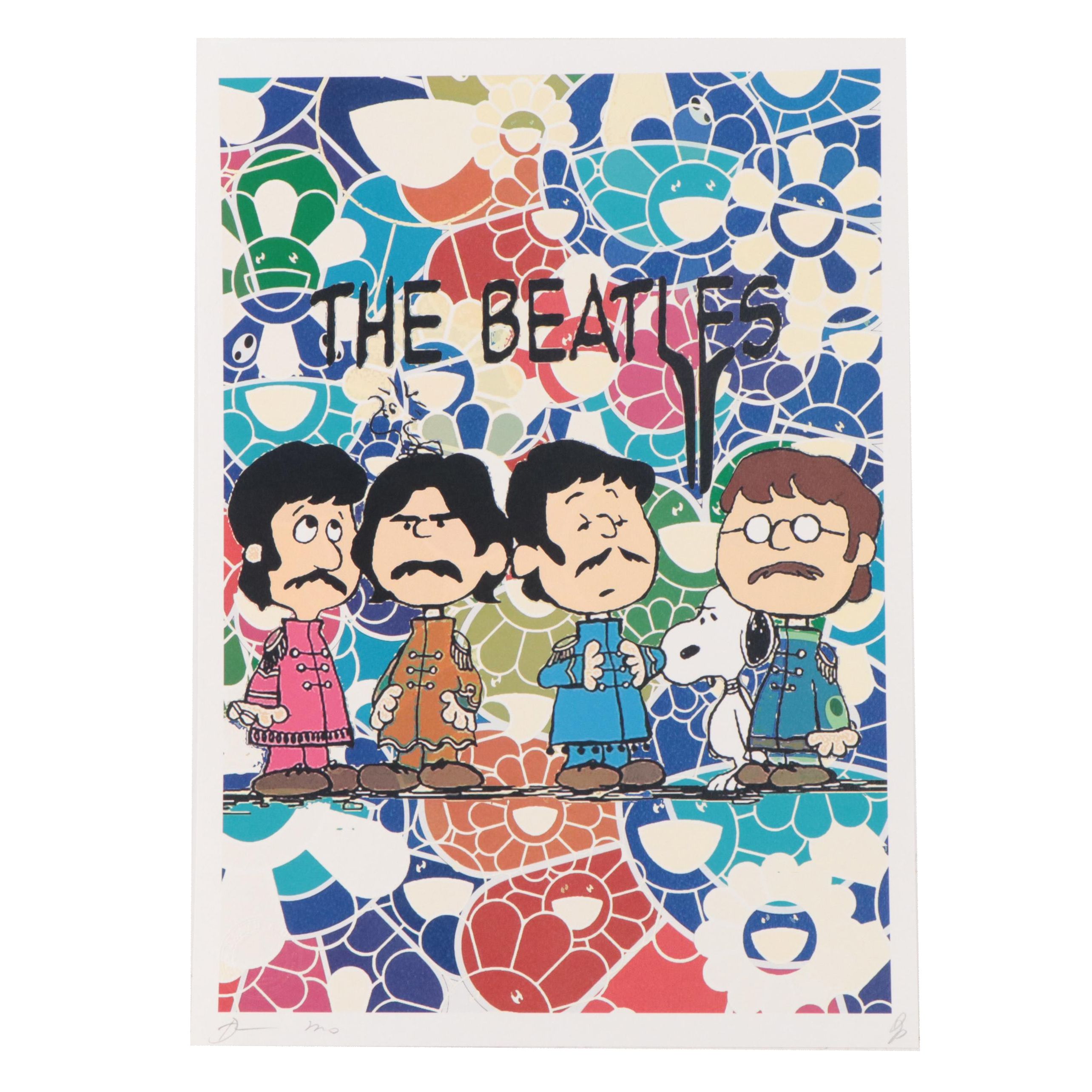 Death NYC Pop Art Graphic Print of The Beatles as the Peanuts Gang | EBTH