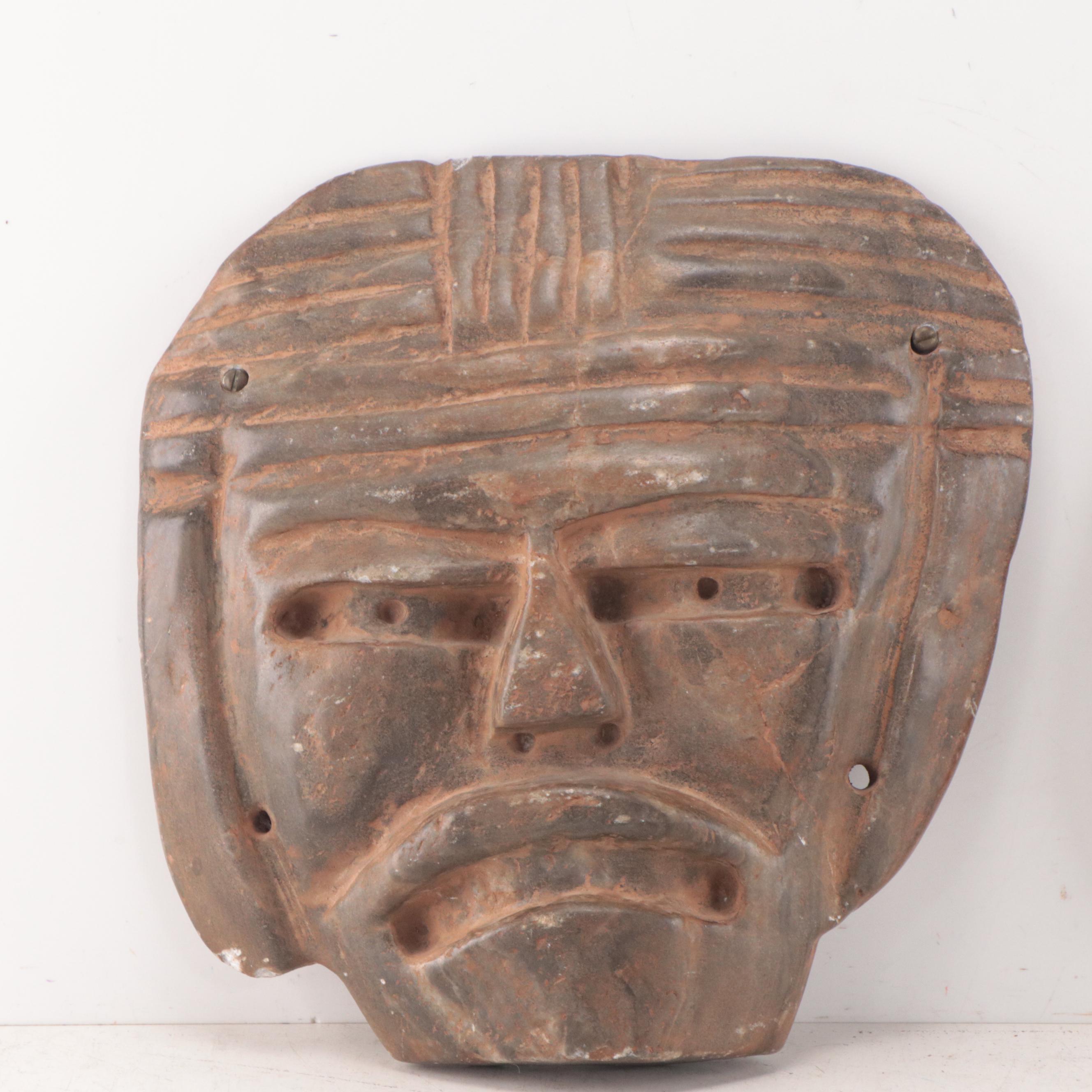 Mexican Pre-Columbian Style Carved Stone Masks, 20th Century | EBTH