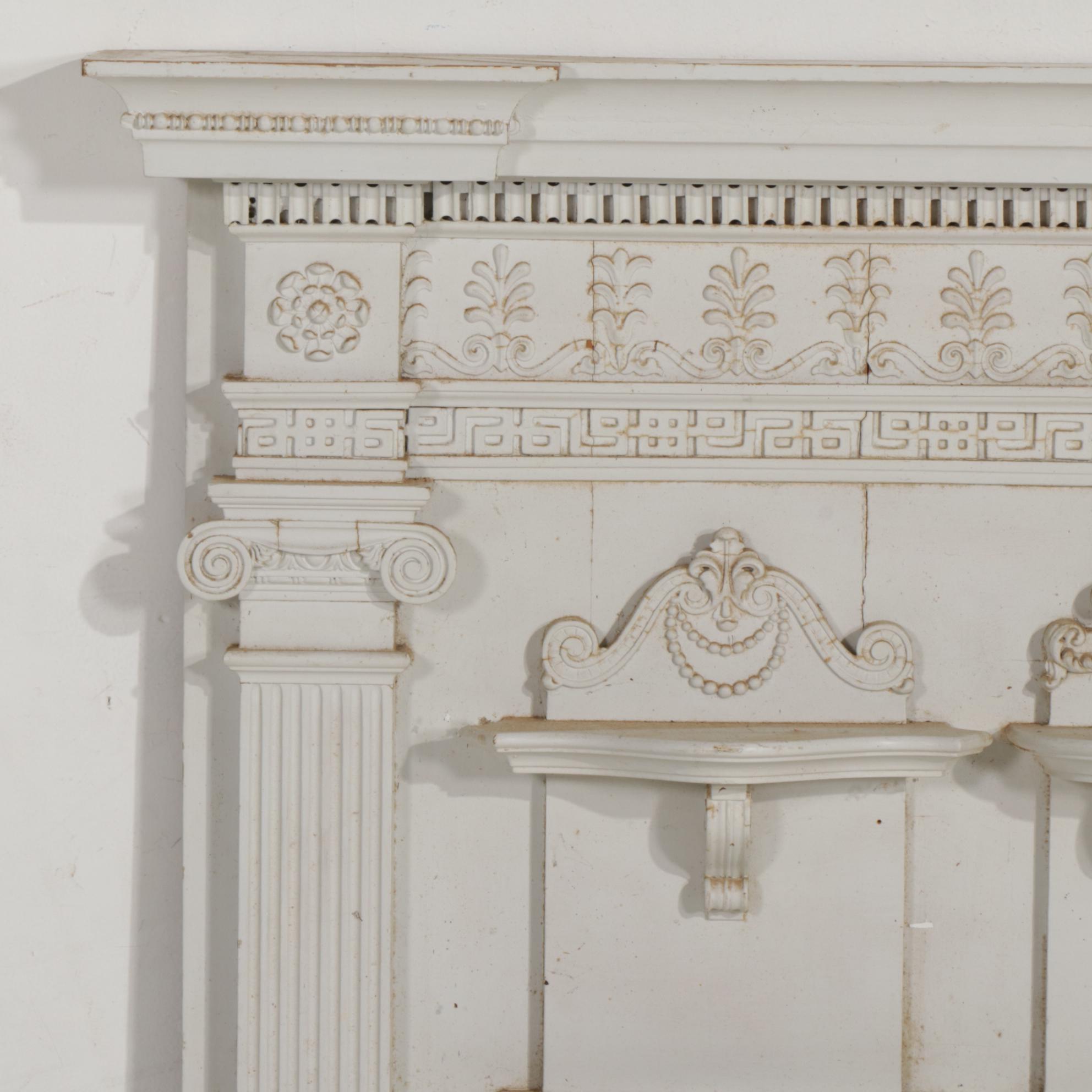 Neoclassical Style White-Painted Wood Overmantle with Display Shelves ...