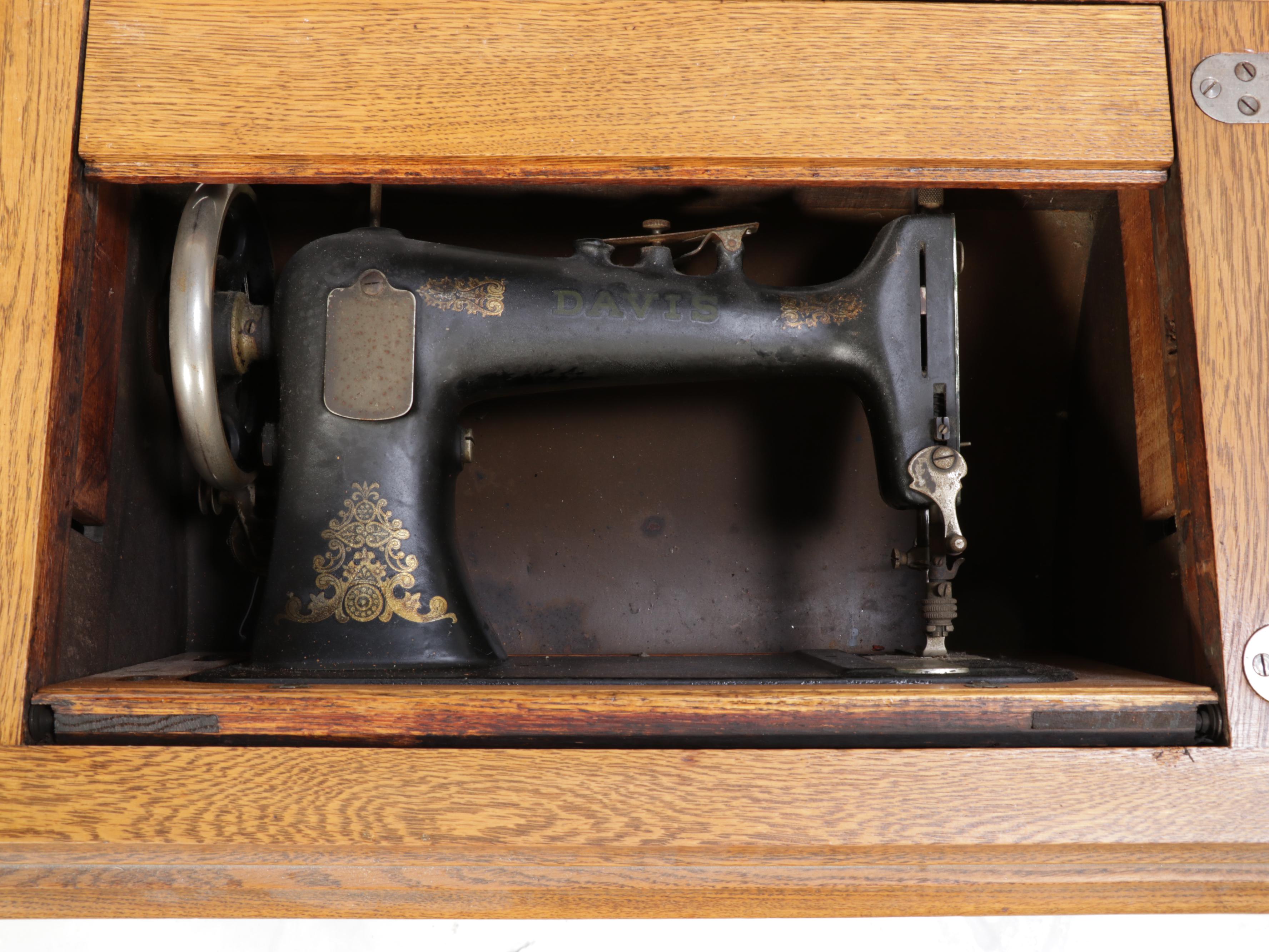 Davis Oak and Cast Iron Treadle Base Sewing Machine, Early 20th Century ...