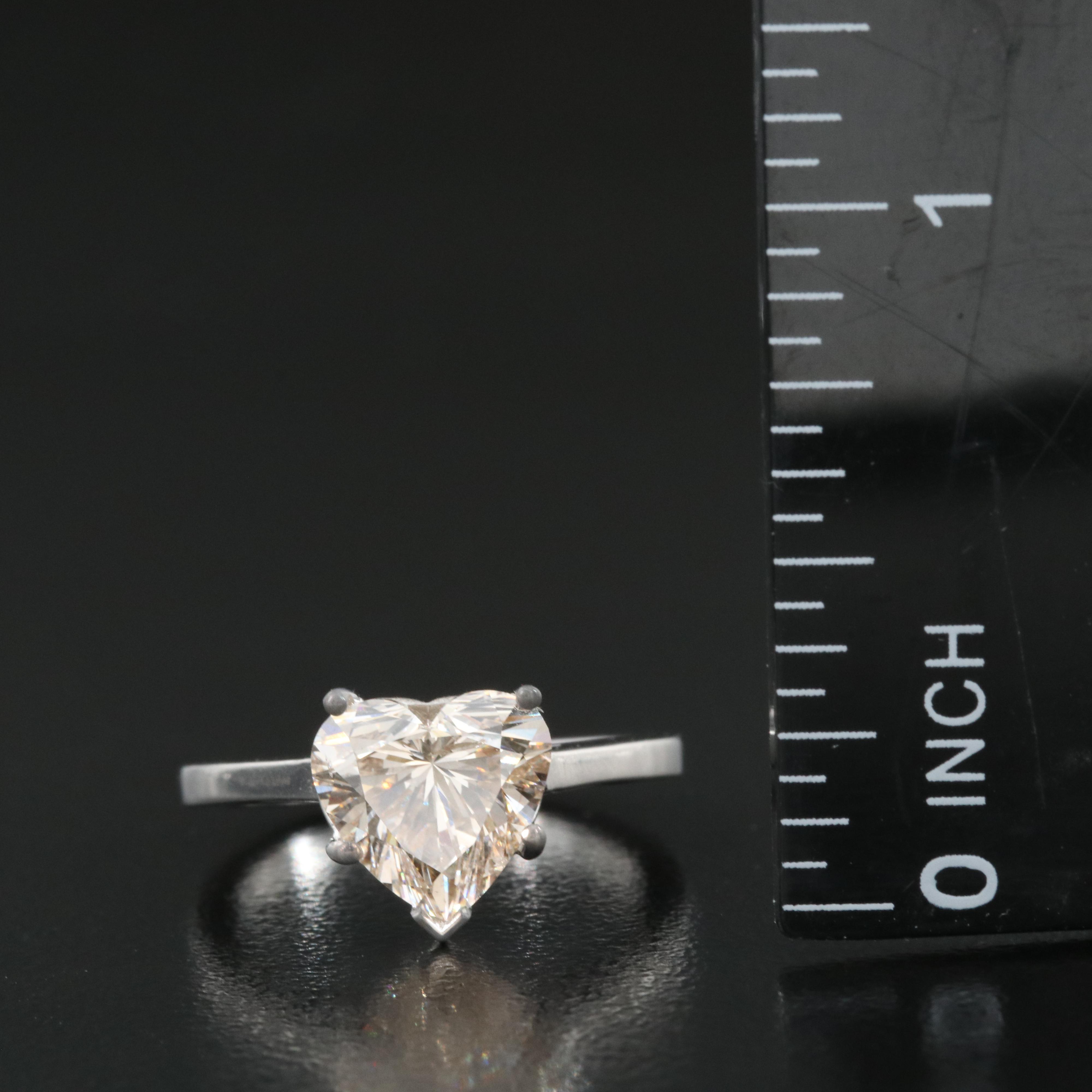 18K 2.17 CT Diamond Heart Solitaire Ring | EBTH