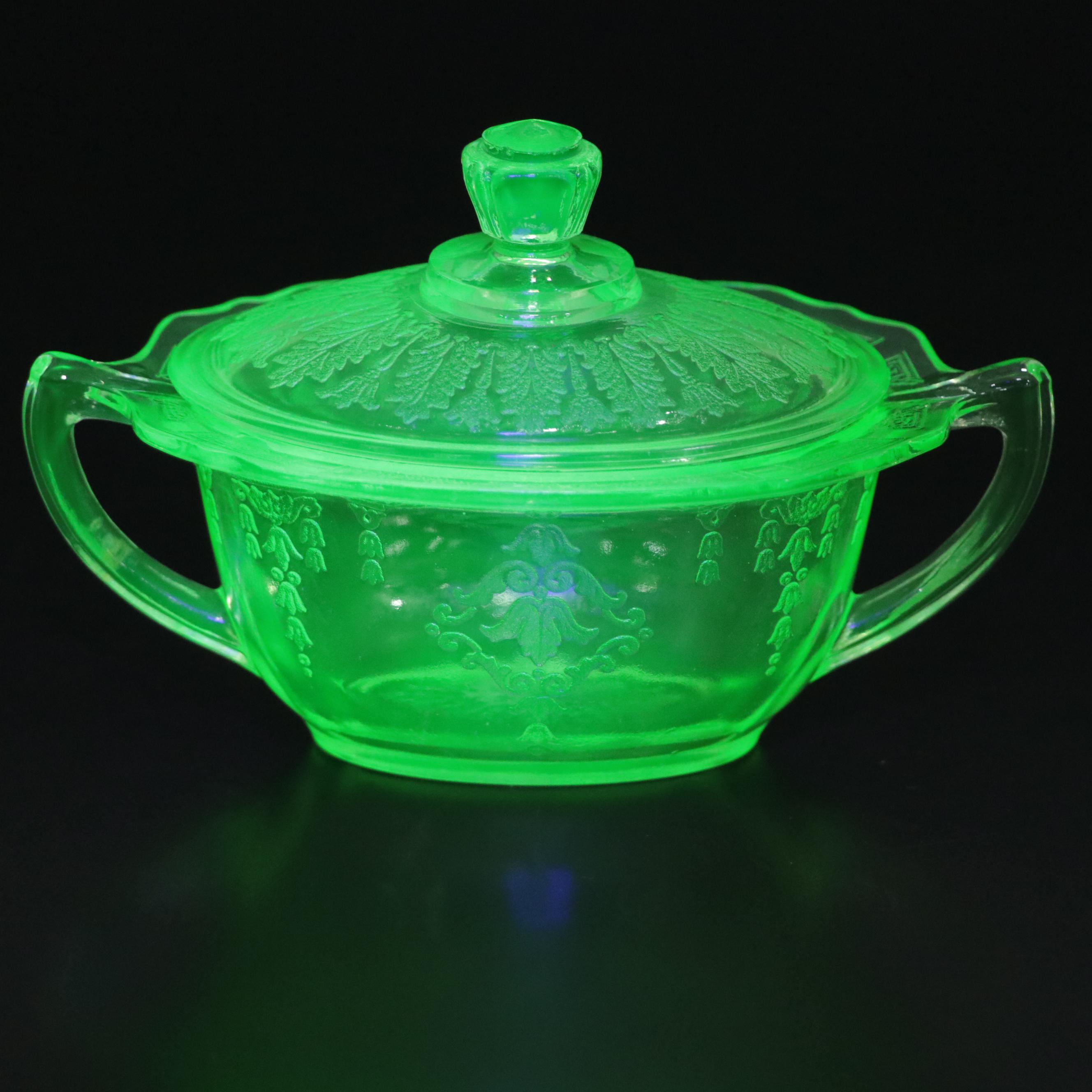 Anchor Hocking "Princess Green" Uranium Glass Sugars with Other ...