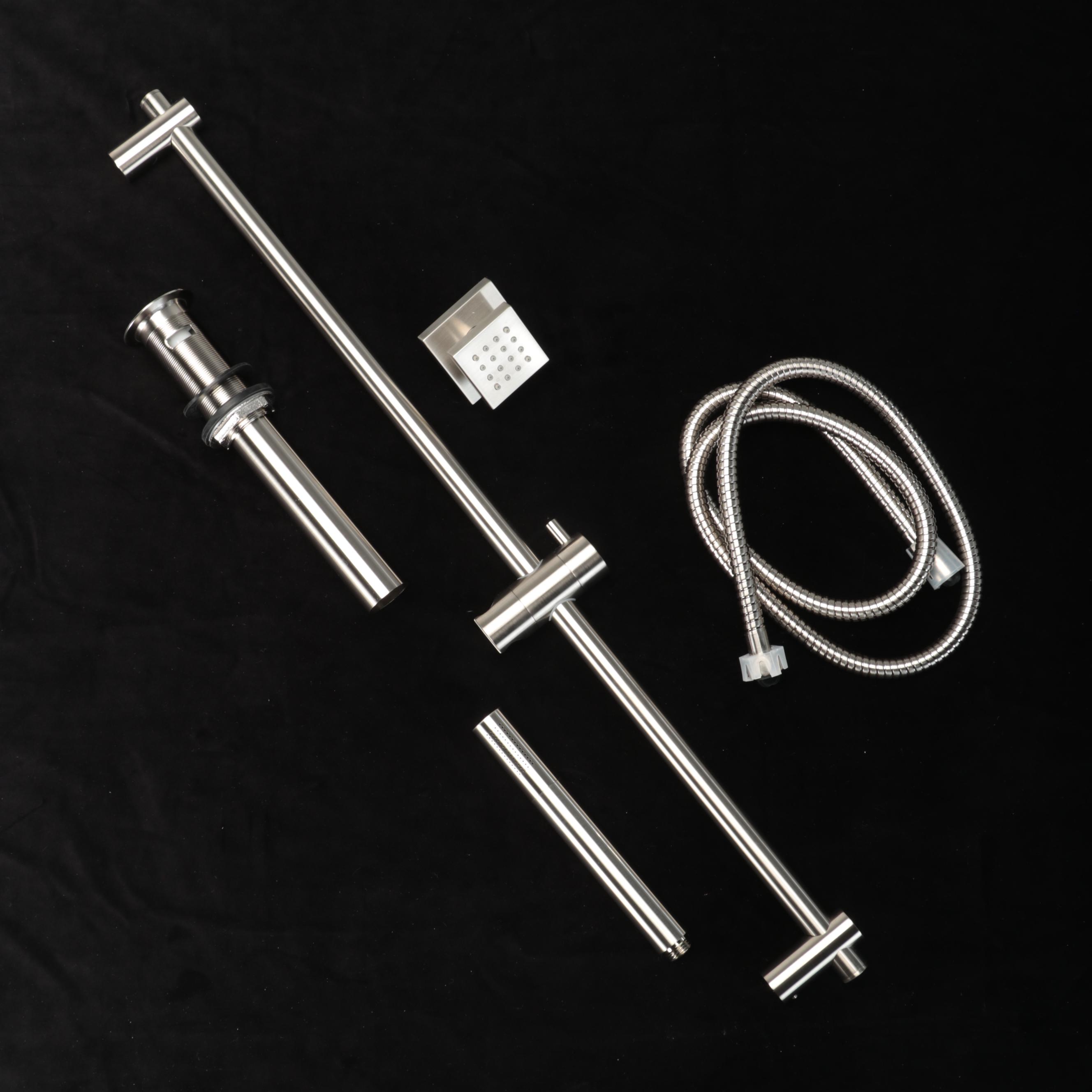 Wall Mount Slide Bar With Hose, Drain, and Swivel Body Spray in Brushed ...