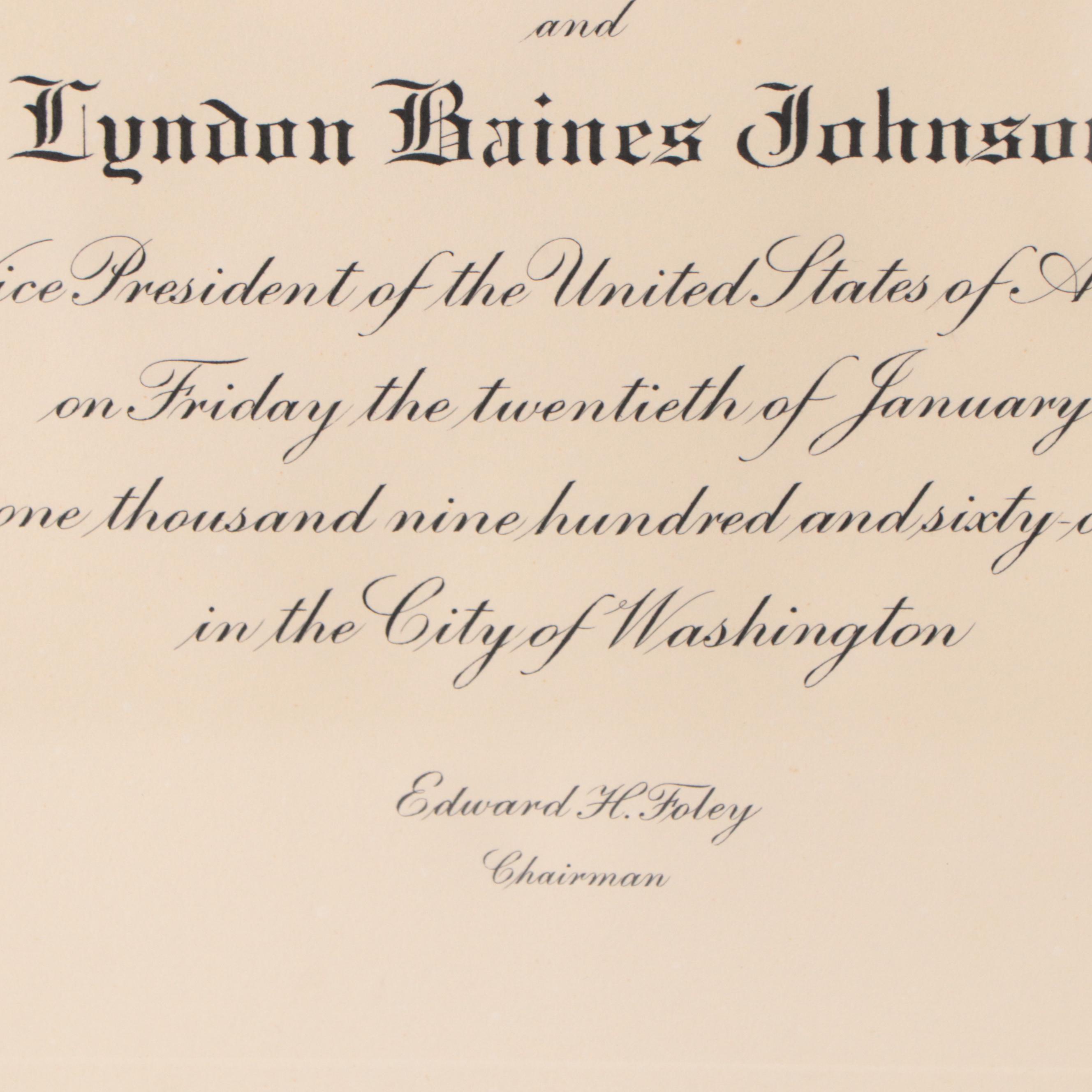 Presidential Inauguration Invitations from John Kennedy and Lyndon ...
