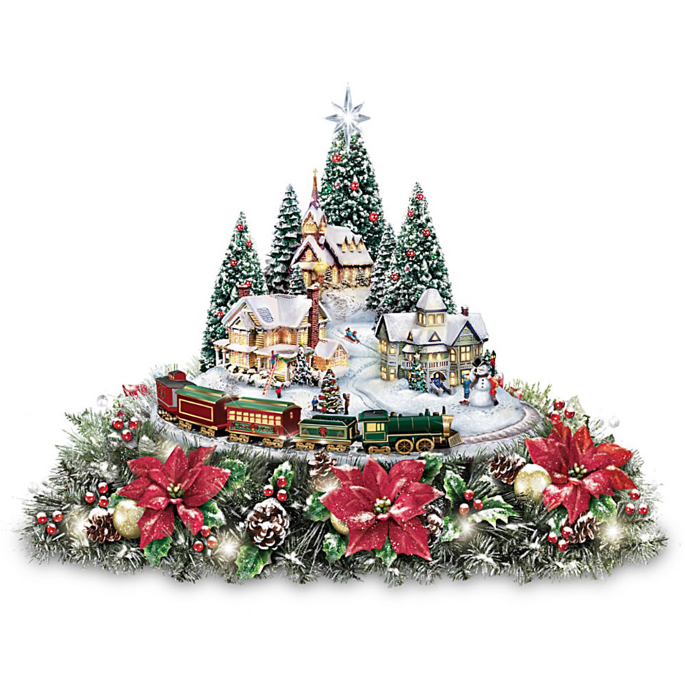 Thomas Kinkade Illuminated Animated Christmas Centerpiece | EBTH