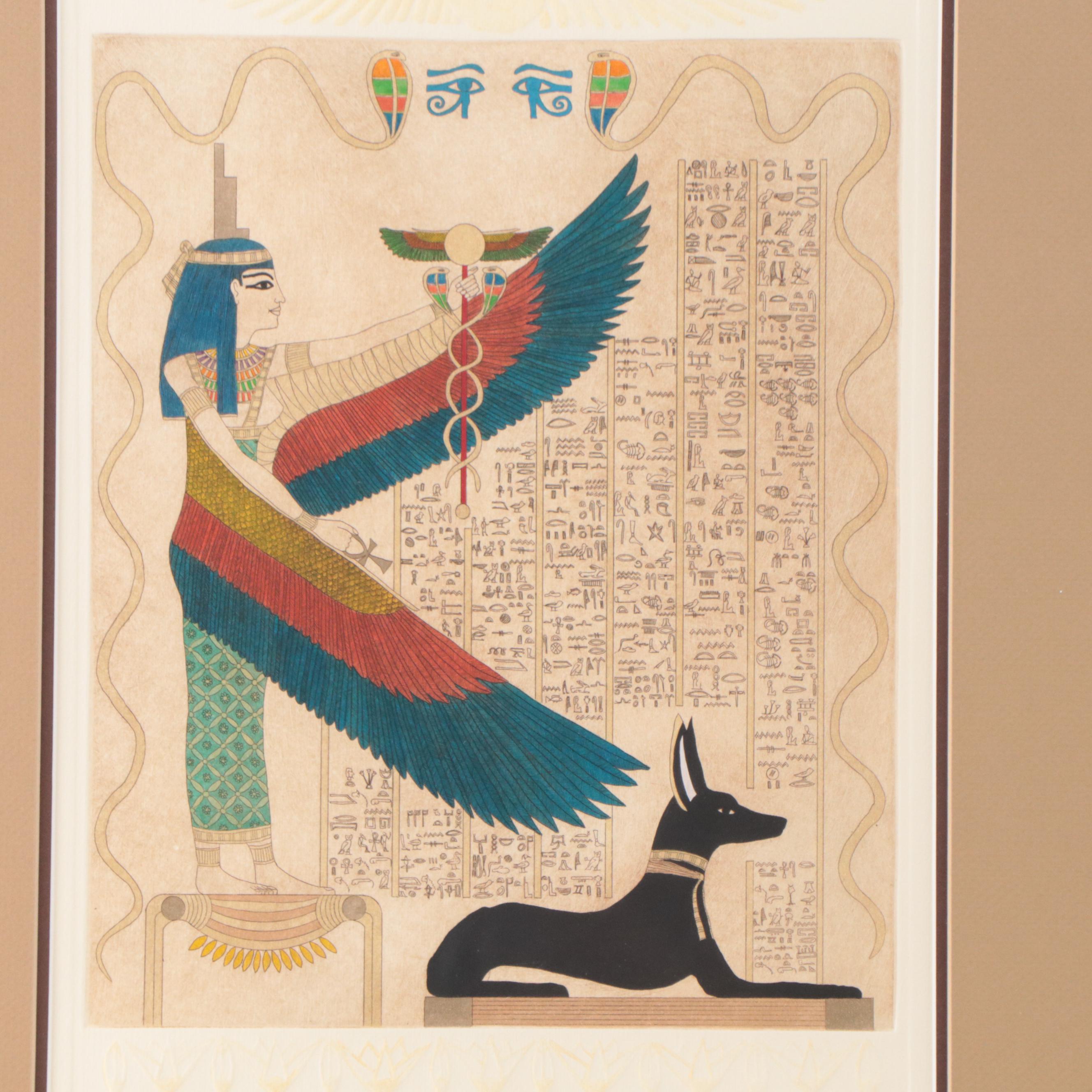 Jan Fleck Egyptian-Inspired Etching "Isis: Goddess of Healing," and ...