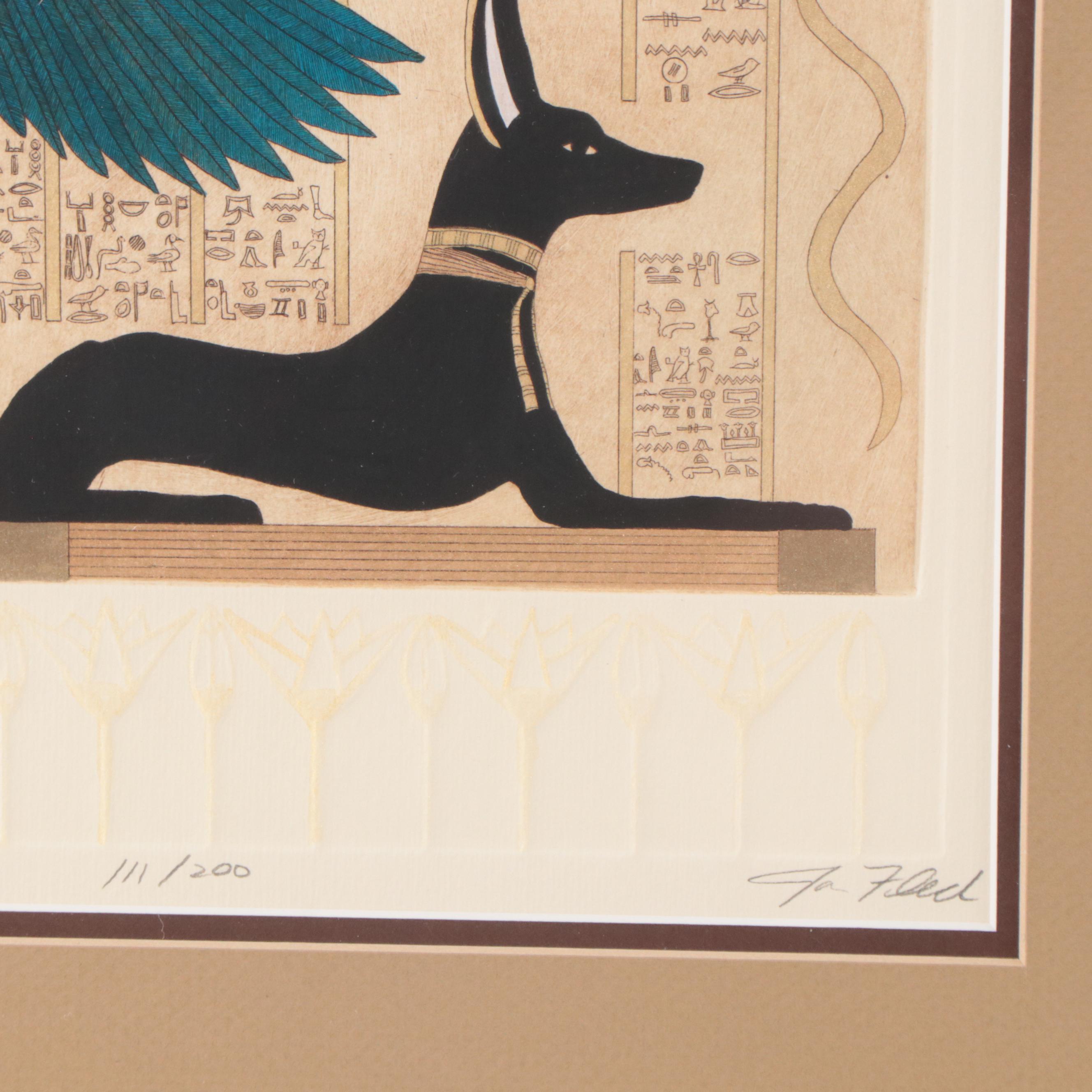 Jan Fleck Egyptian-Inspired Etching "Isis: Goddess of Healing," and ...