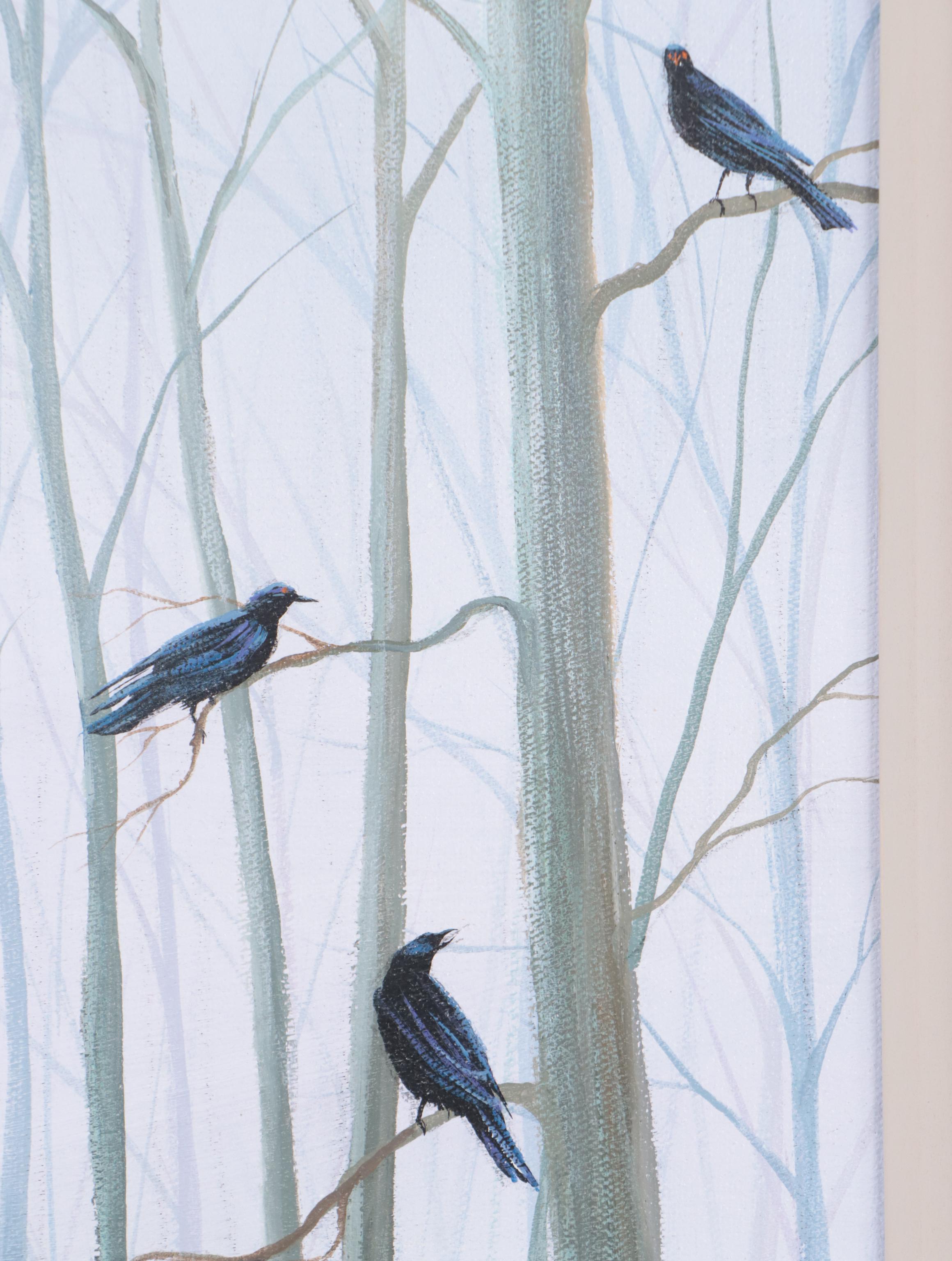 Dirrigl Oil Painting of Snowy Winter Woodland Scene With Cabin | EBTH