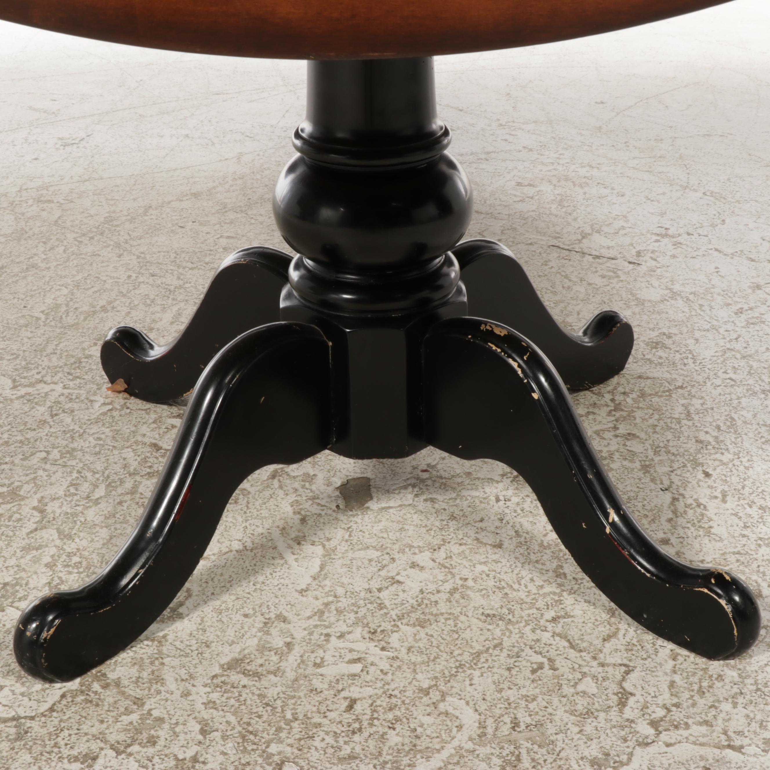 Ethan Allen French Provincial Style Parcel-Ebonized Pedestal Table ...