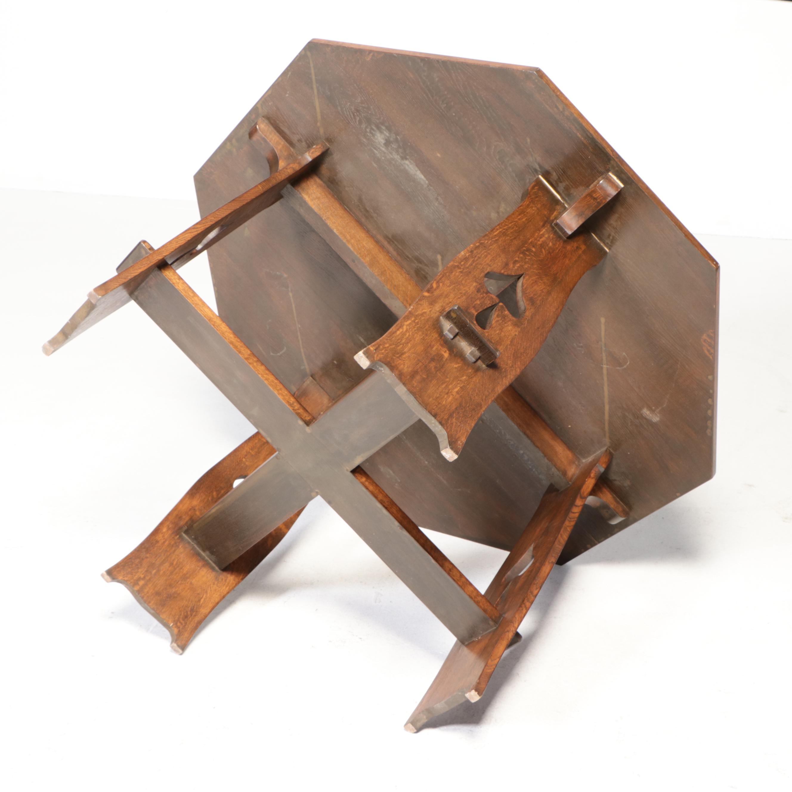 Arts and Crafts Style Oak Octagonal Library Table, Manner of Limbert's ...