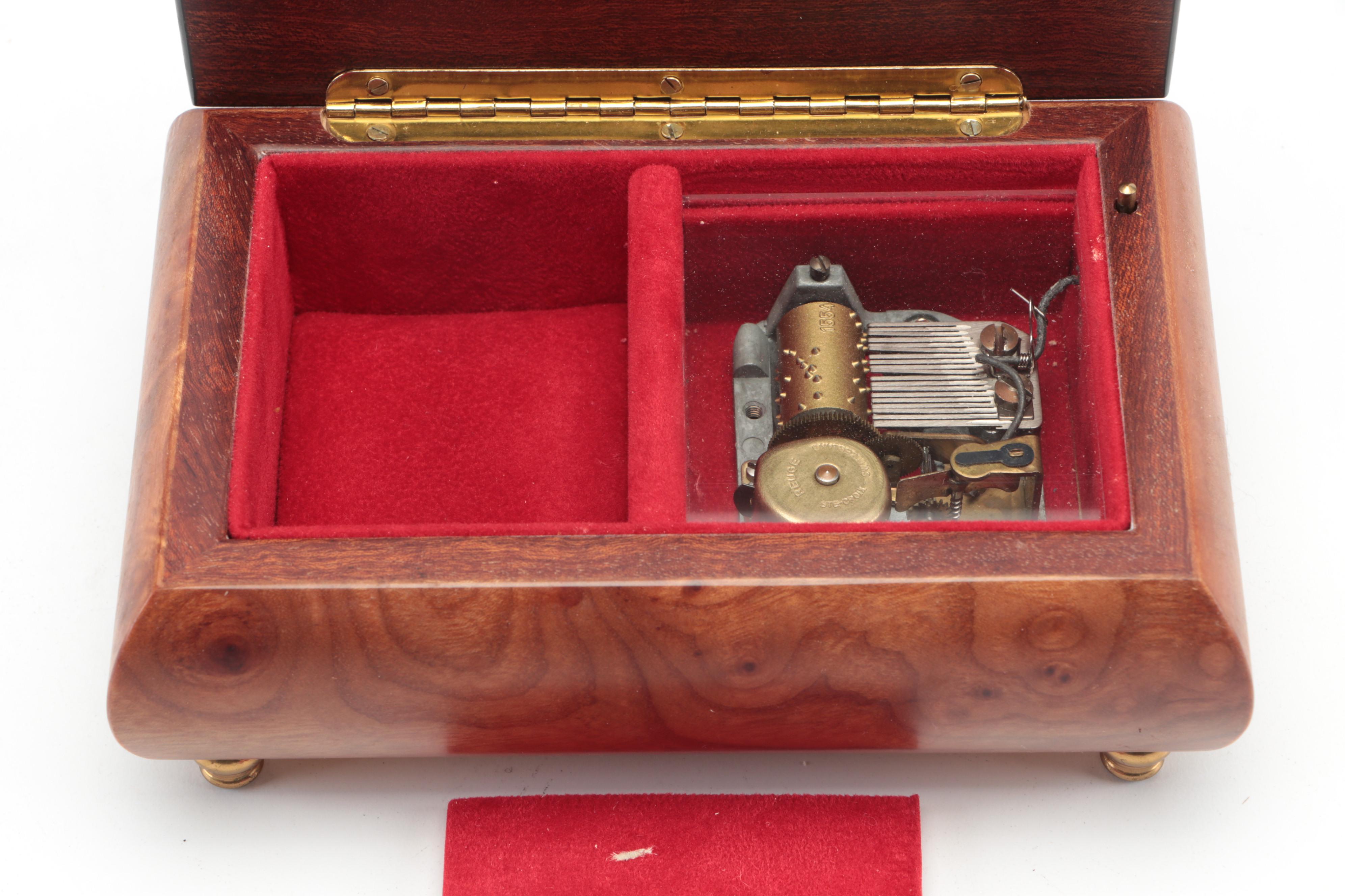 Reuge Hand-Painted, Floral Motif, and Lacquered Wood Music Boxes | EBTH