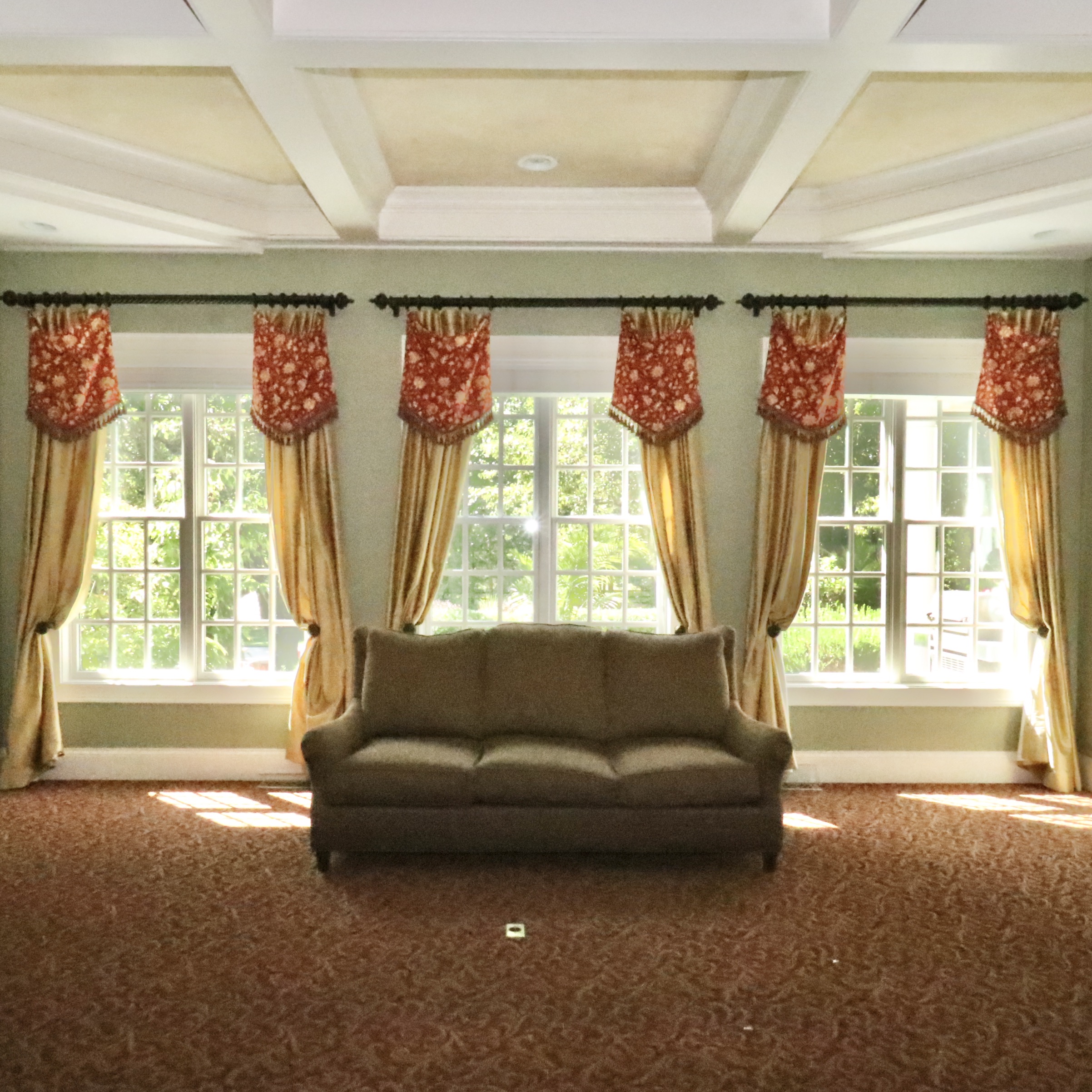 Custom Silk Blend Drapery Panels with Handkerchief-Wrapped Tasseled ...