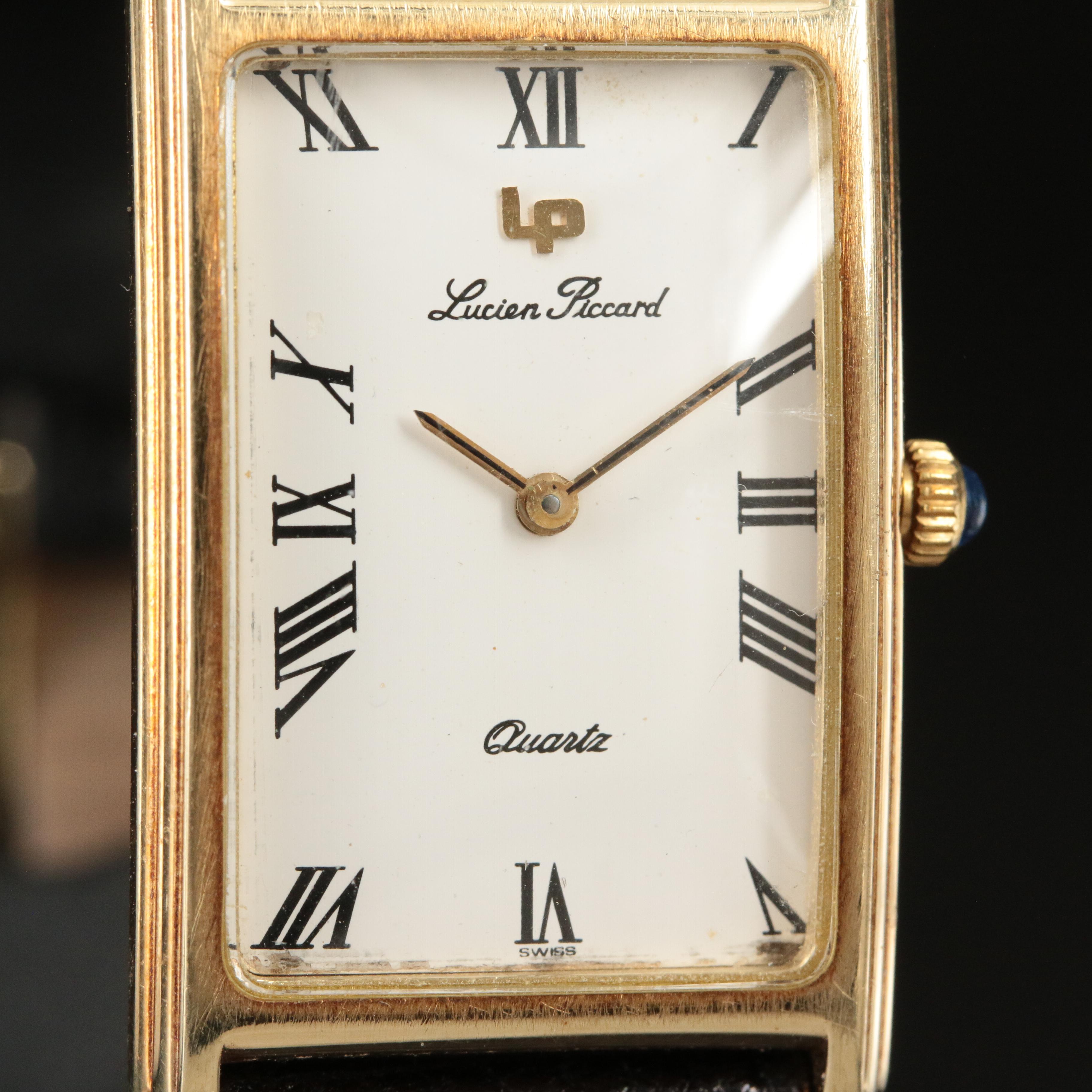 14K Lucien Piccard Tank Wristwatch | EBTH