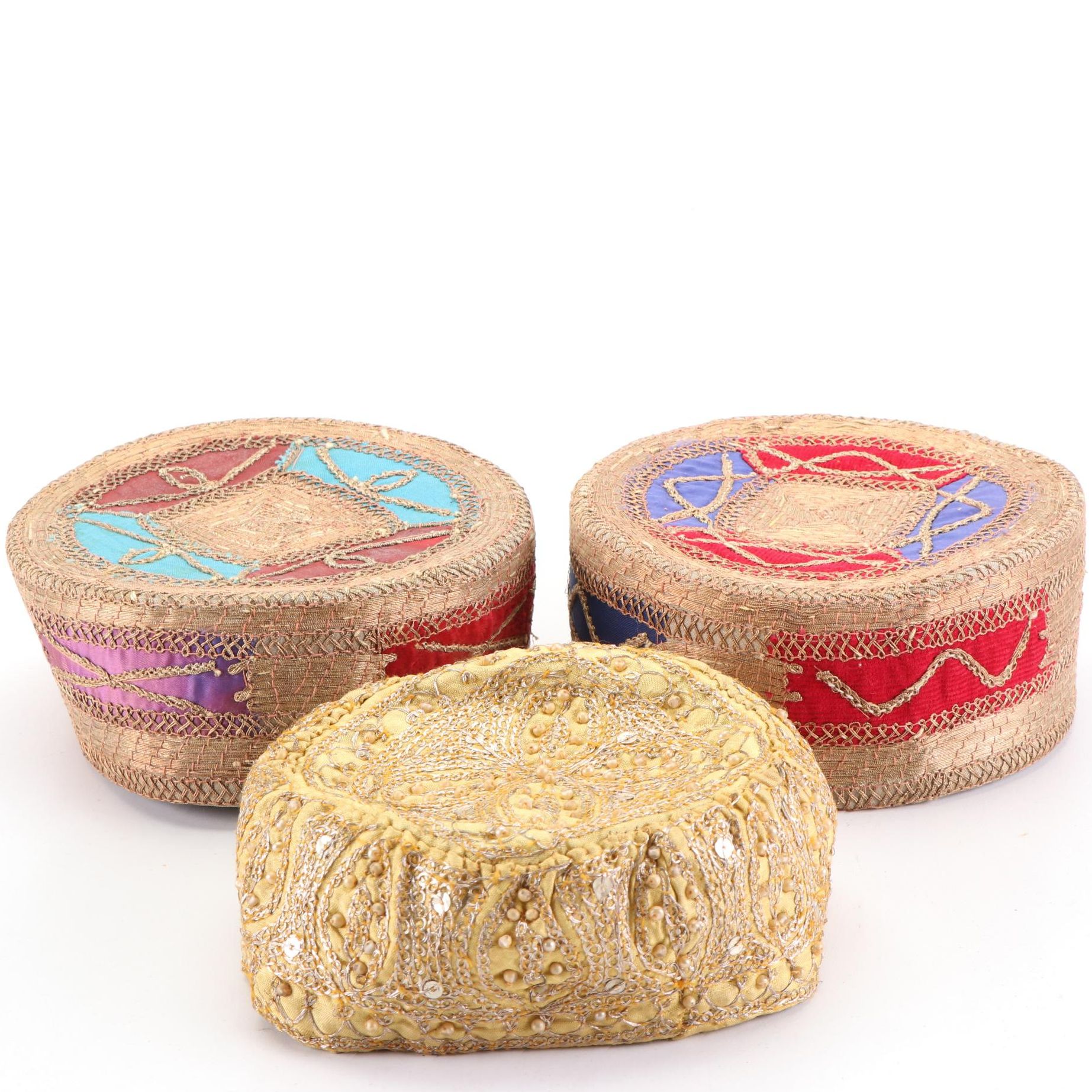 Southwest Asian Traditional Topi with Couched Embroidery | EBTH