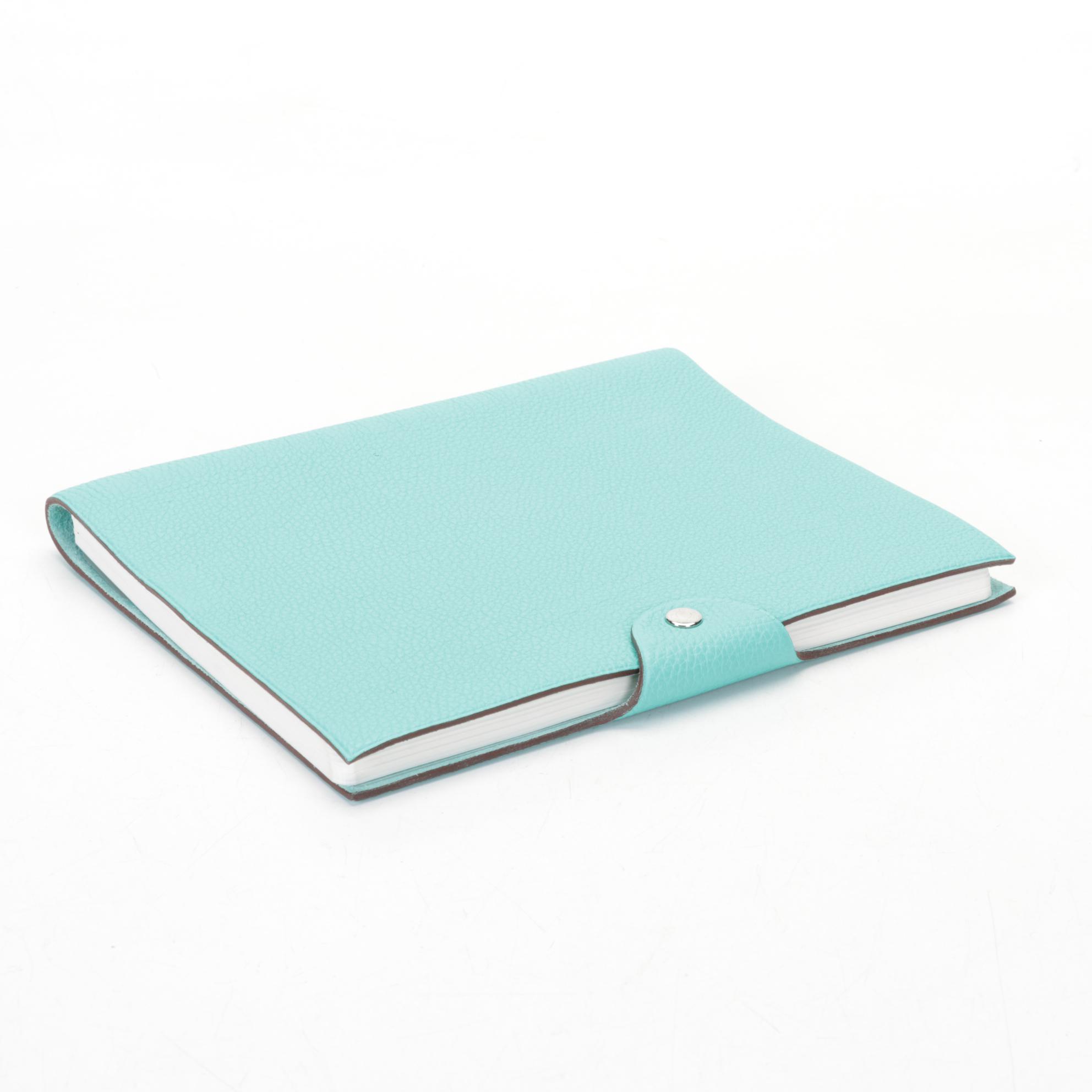 Hermès "Ulysse" Mini Turquoise Notebook Cover with Lined Notebook ...