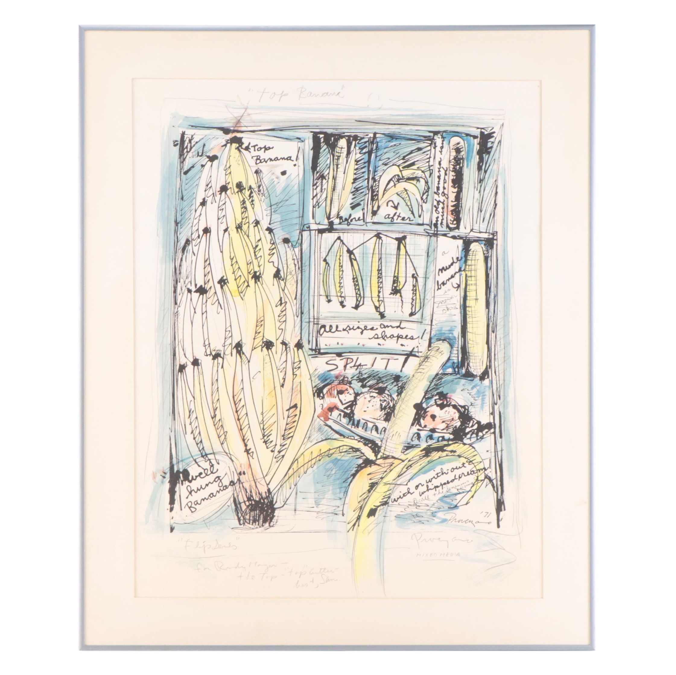 Sam Provenzano Expressionist Style Mixed Media Painting "Top Banana ...