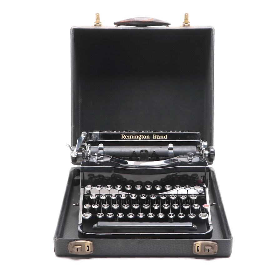 Remington Rand Model 1 Portable Typewriter and Case | Everything But ... Remington Rand Model 1 Portable Typewriter and Case | Everything But ...