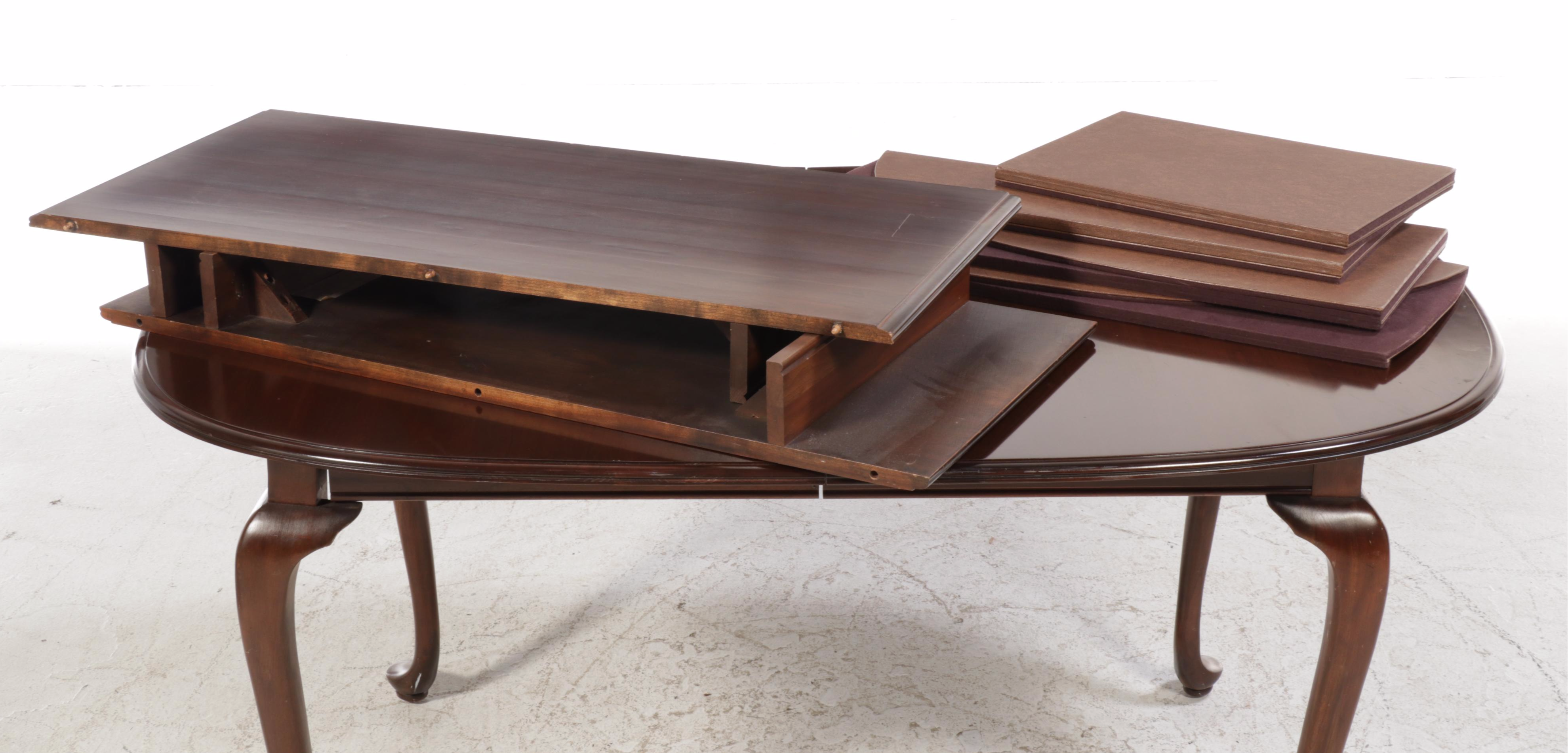 Ethan Allen Queen Anne Style Table and Six Ethan Allen Federal Style ...