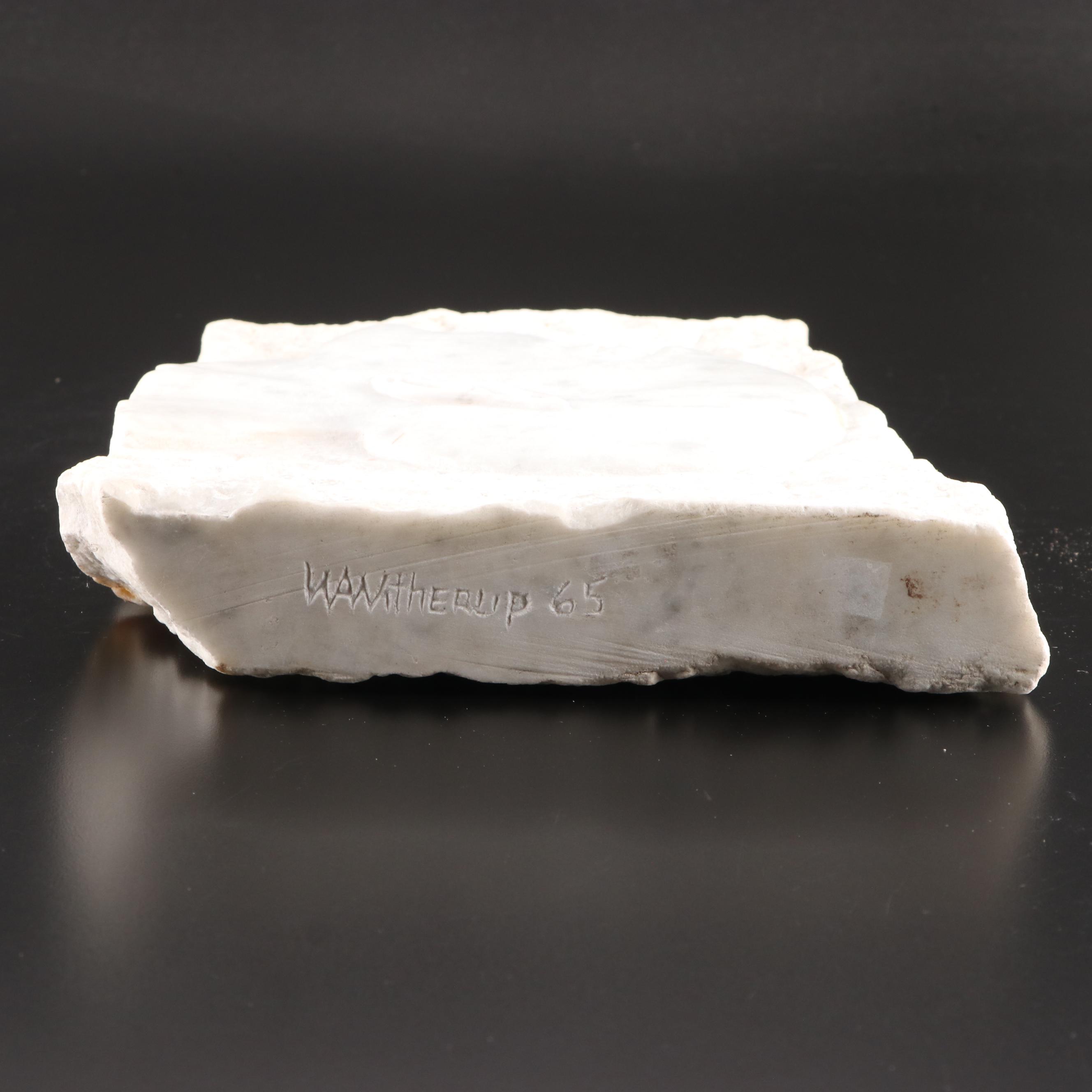 WA Witherup Carved Marble Profile Portrait of Elfin Figure | EBTH