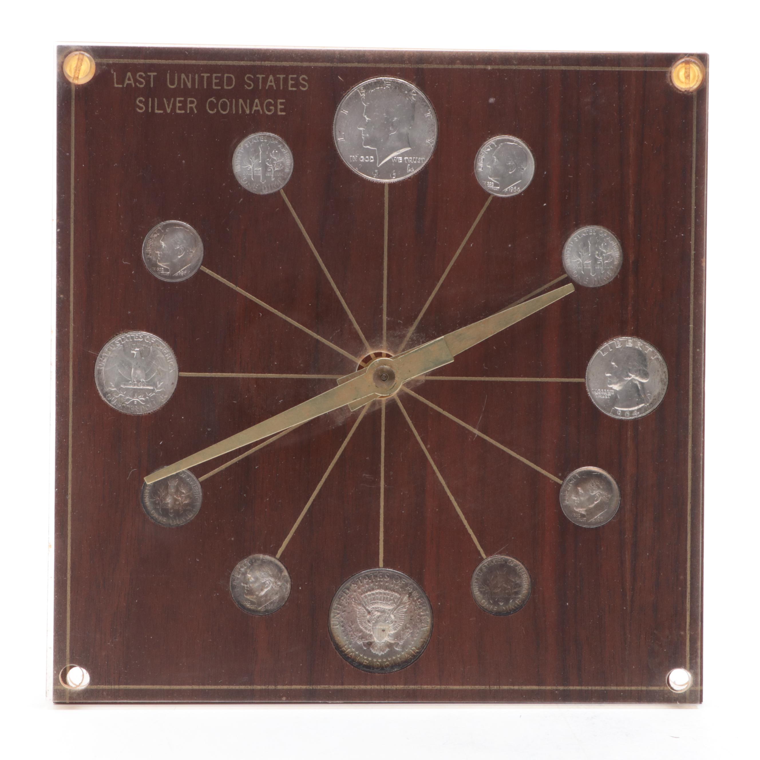 M.K. Summers Walnut Backed Last United States Silver Coinage Clock | EBTH