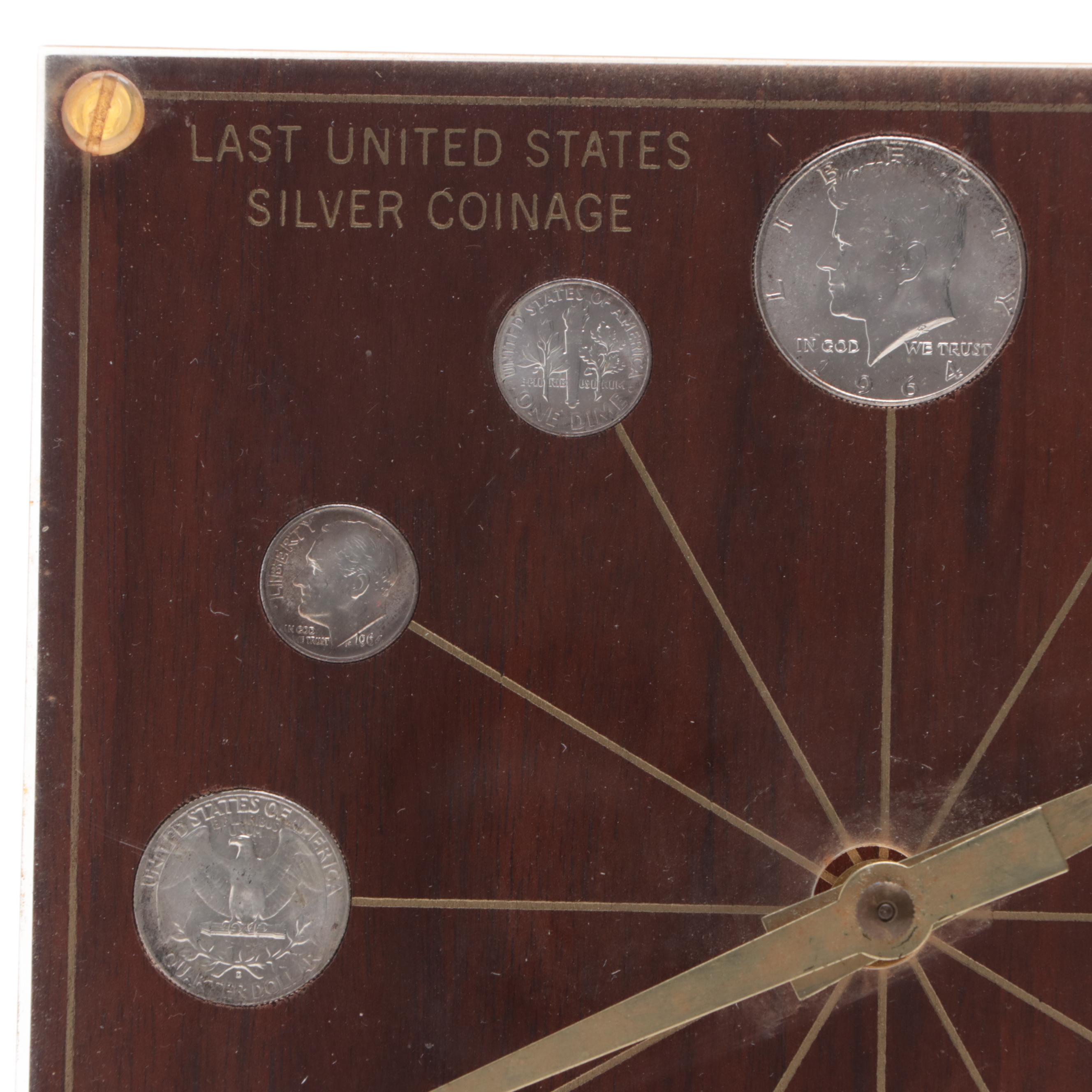 M.K. Summers Walnut Backed Last United States Silver Coinage Clock | EBTH