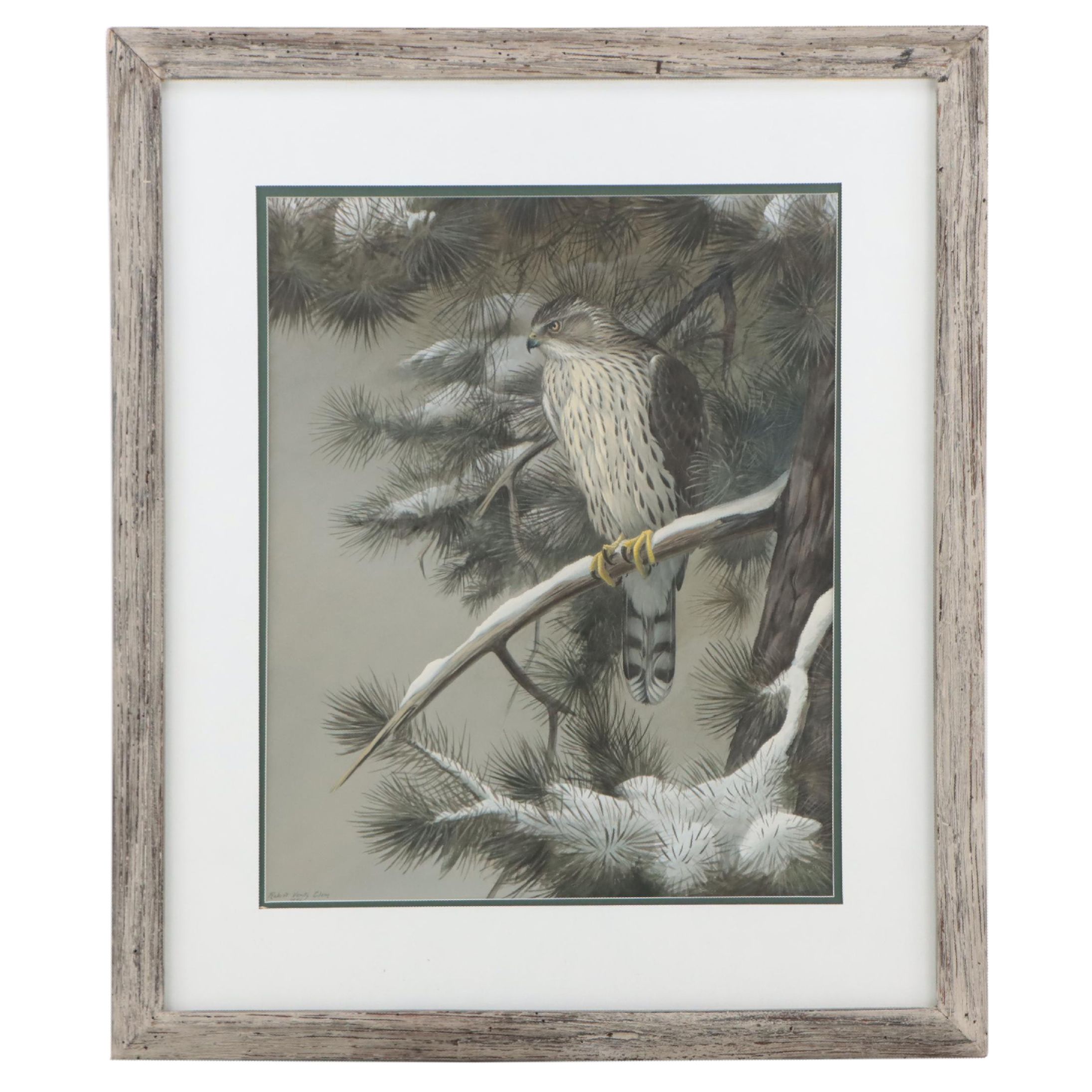 Robert Verity Clem Winter Scene Watercolor Painting of Hawk | EBTH