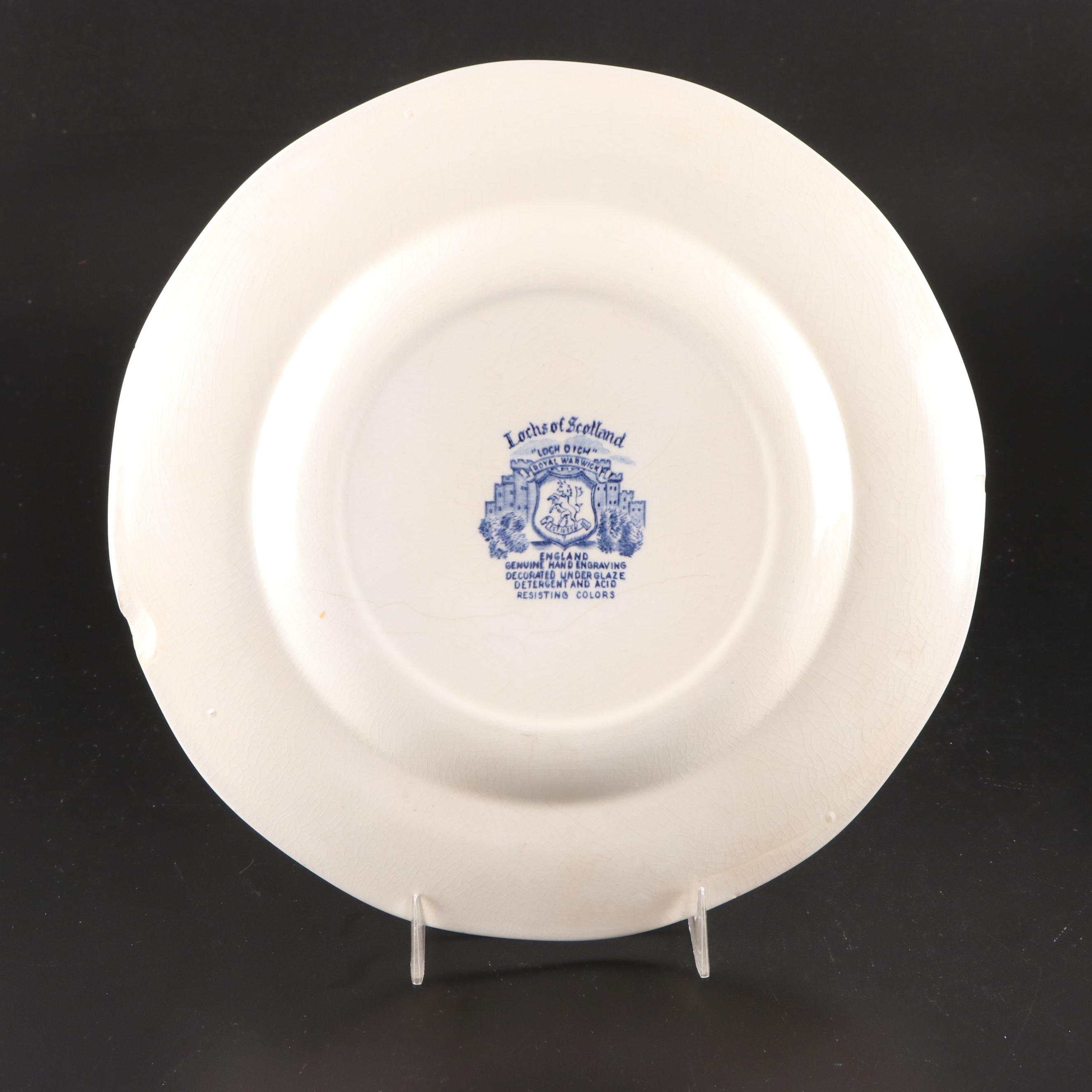 Royal Warwick "Lochs of Scotland Blue" Dinnerware, Late 19th/ Early ...