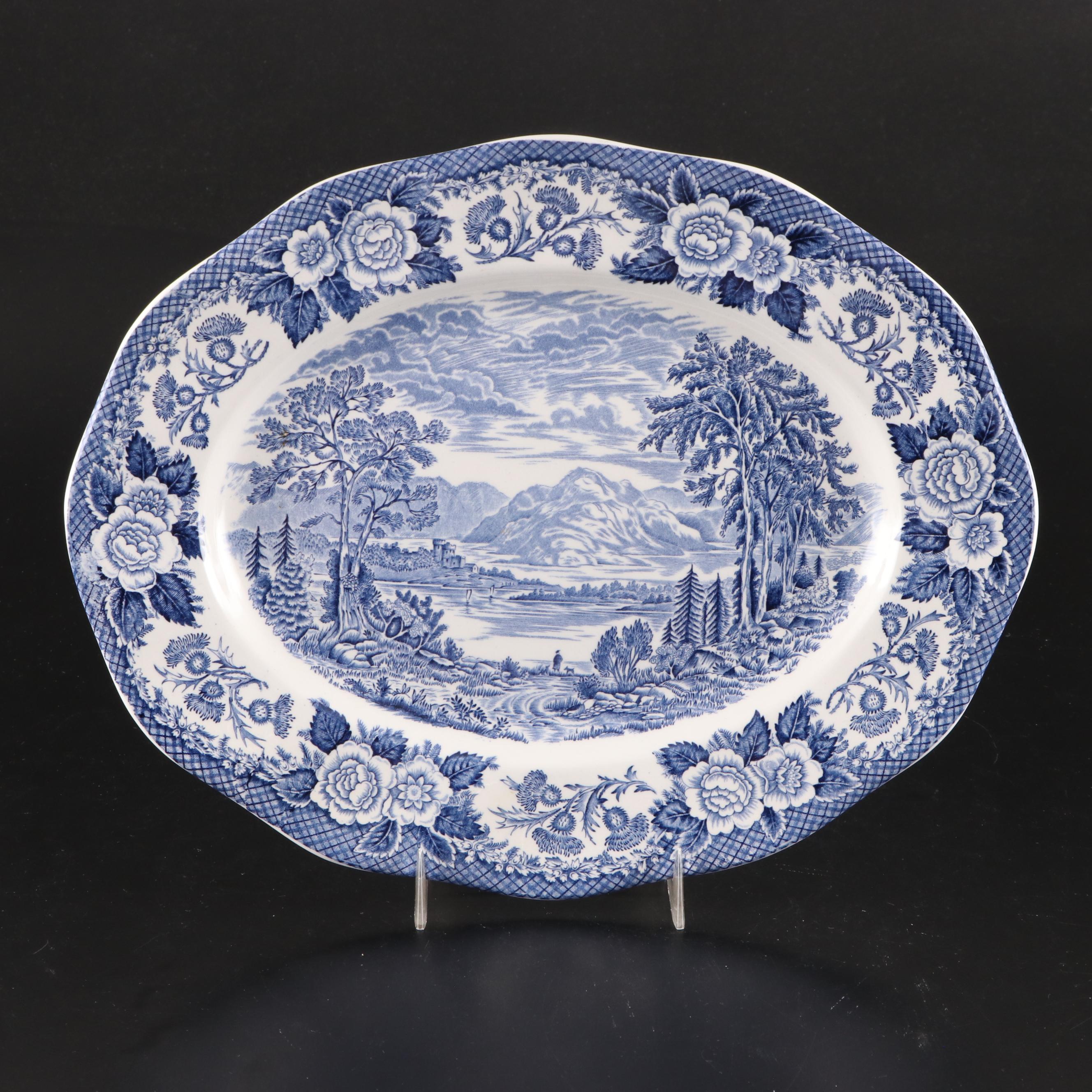 Royal Warwick "Lochs of Scotland Blue" Dinnerware, Late 19th/ Early ...