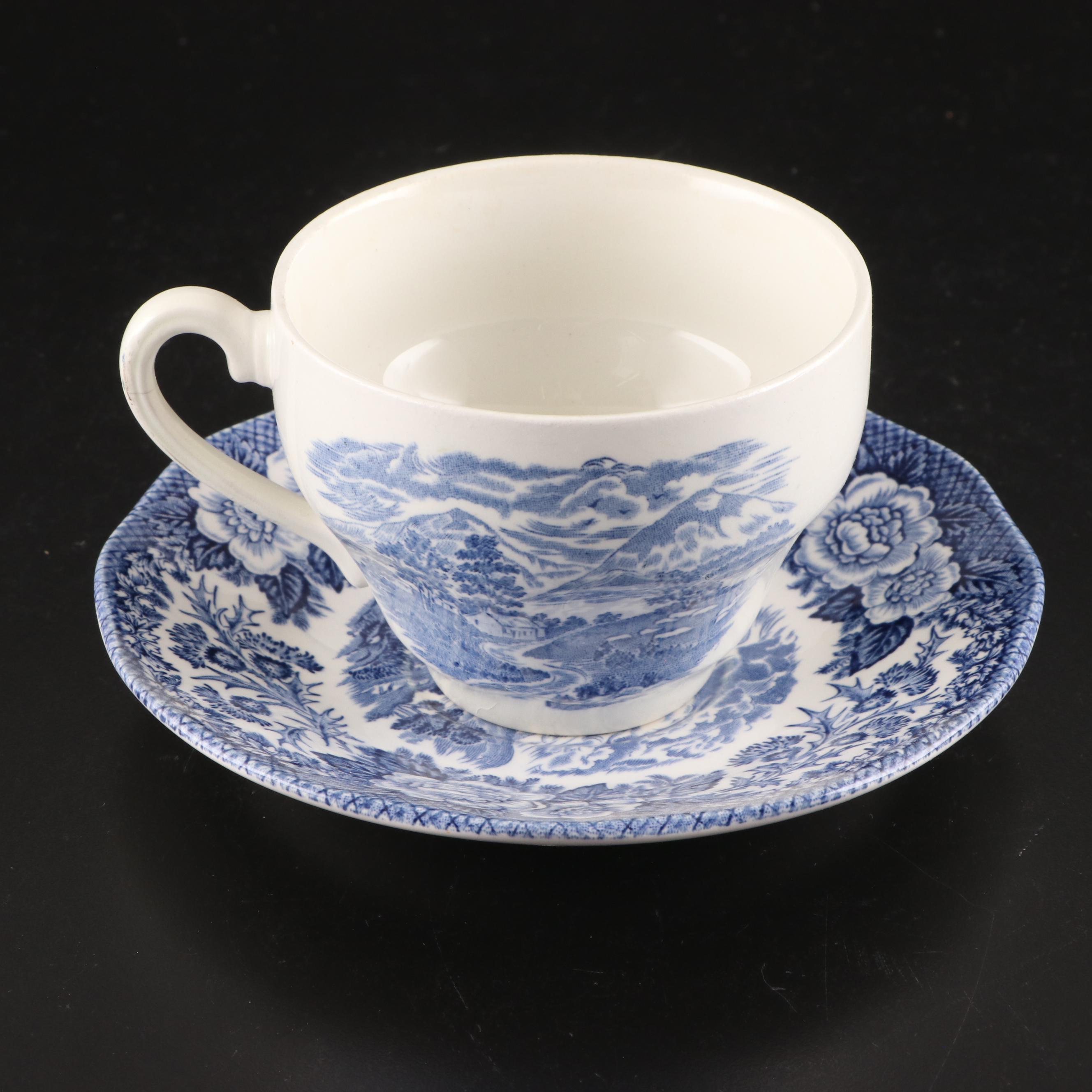 Royal Warwick "Lochs of Scotland Blue" Dinnerware, Late 19th/ Early ...