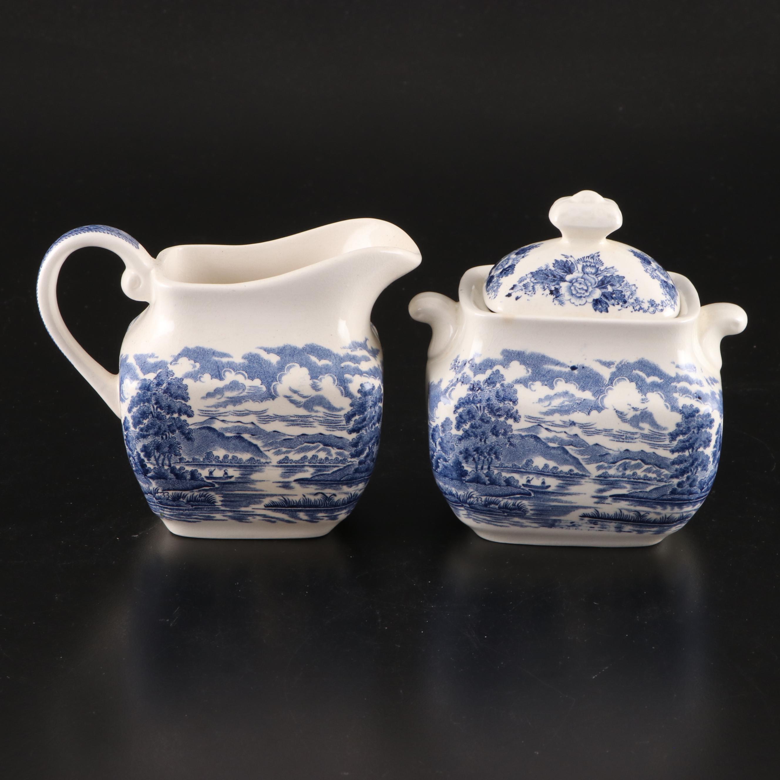 Royal Warwick "Lochs of Scotland Blue" Dinnerware, Late 19th/ Early ...