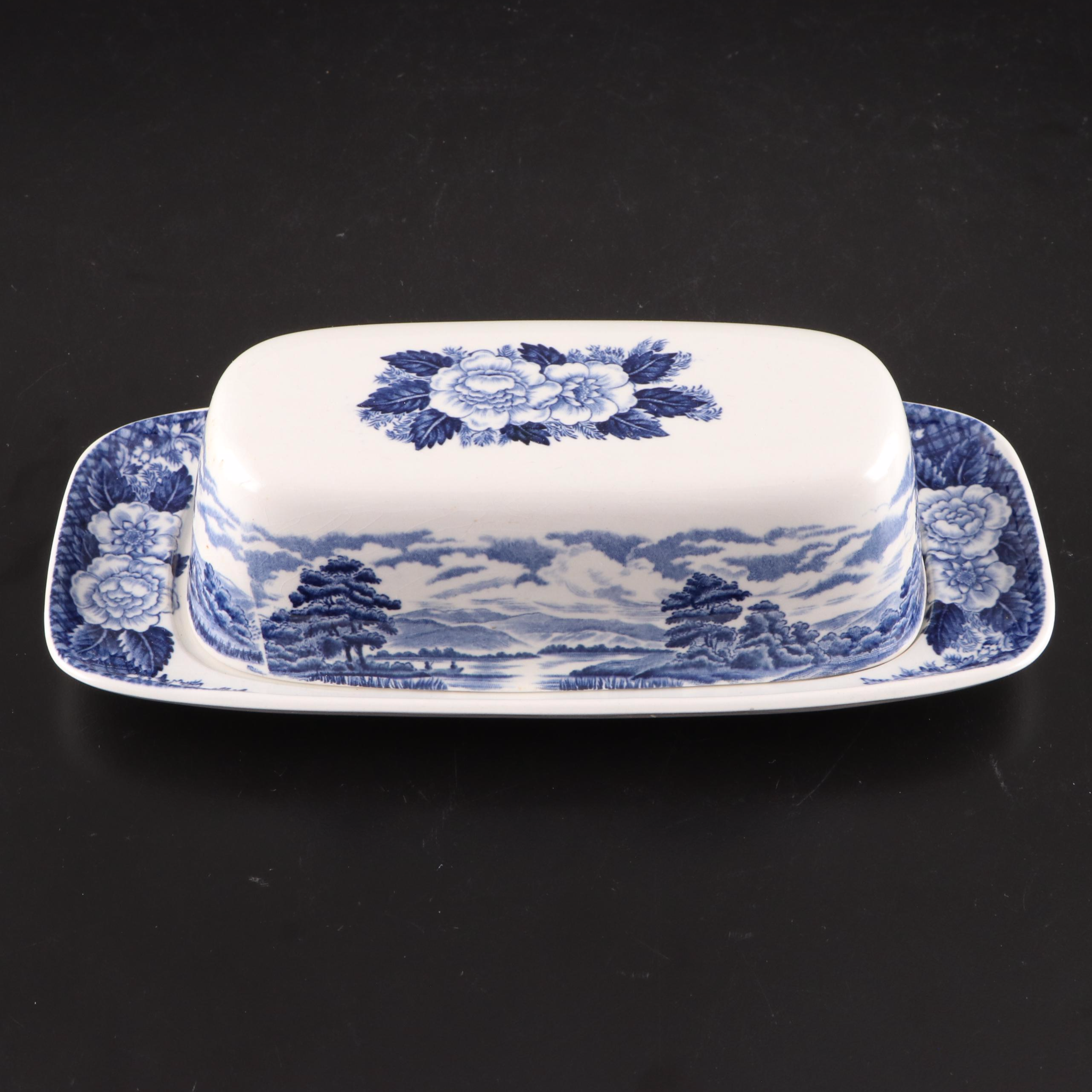 Royal Warwick "Lochs of Scotland Blue" Dinnerware, Late 19th/ Early ...