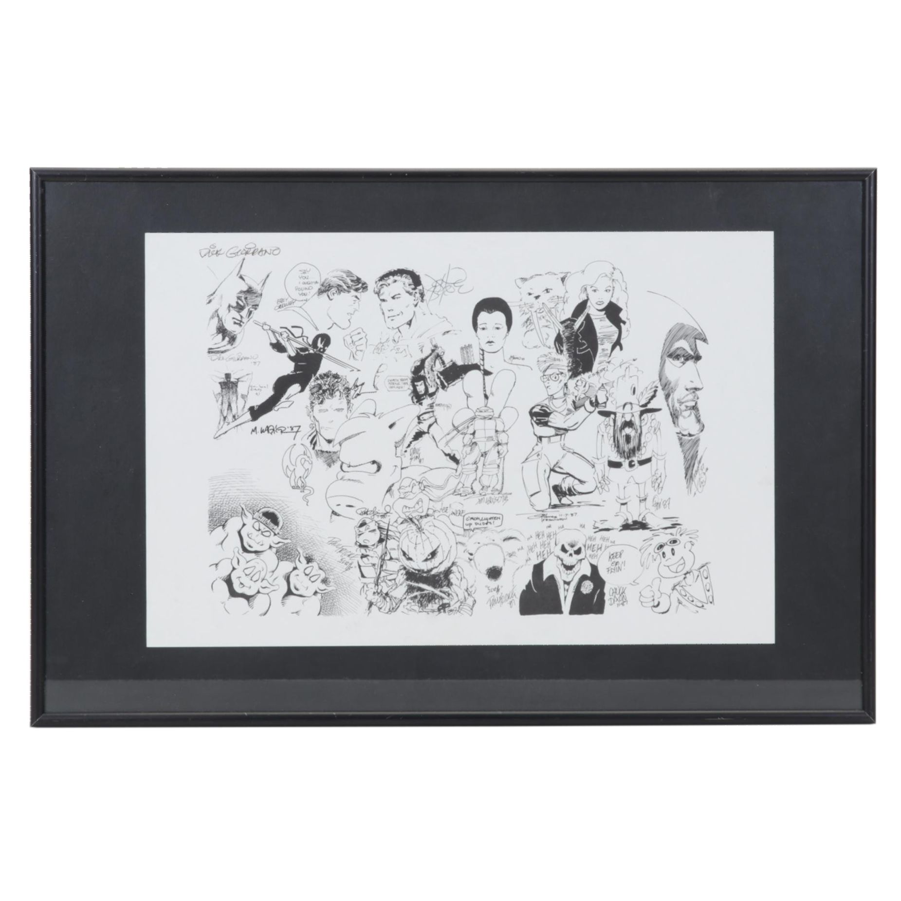 John Byrne and Dick Giordano Signed Lithograph of Comics Characters | EBTH