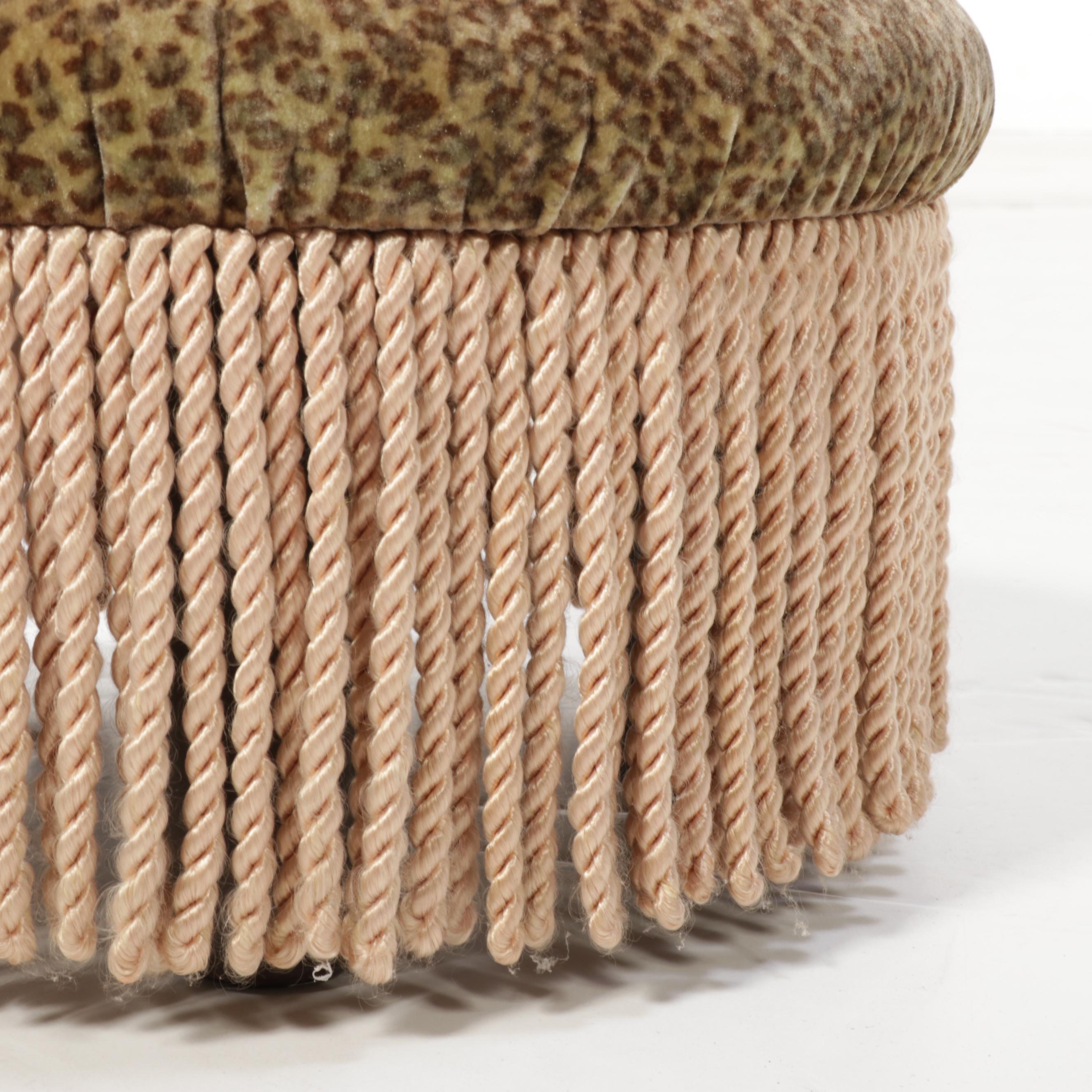 Late Victorian Oak Platform Rocker with Kirkwood Bullion Fringe Hassock ...