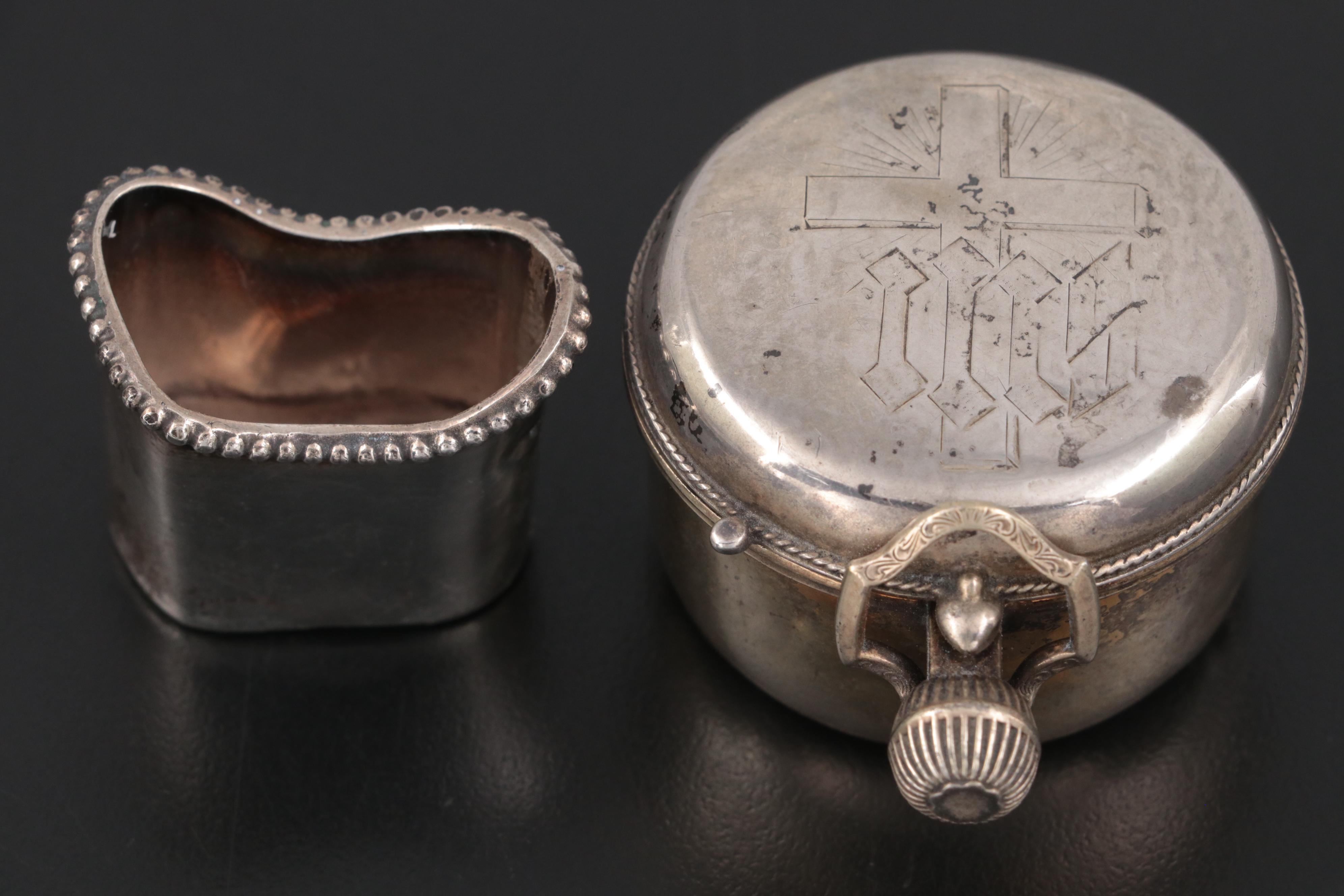 Italian Silver Shell Box with Sterling and 800 Silver Box Collection ...