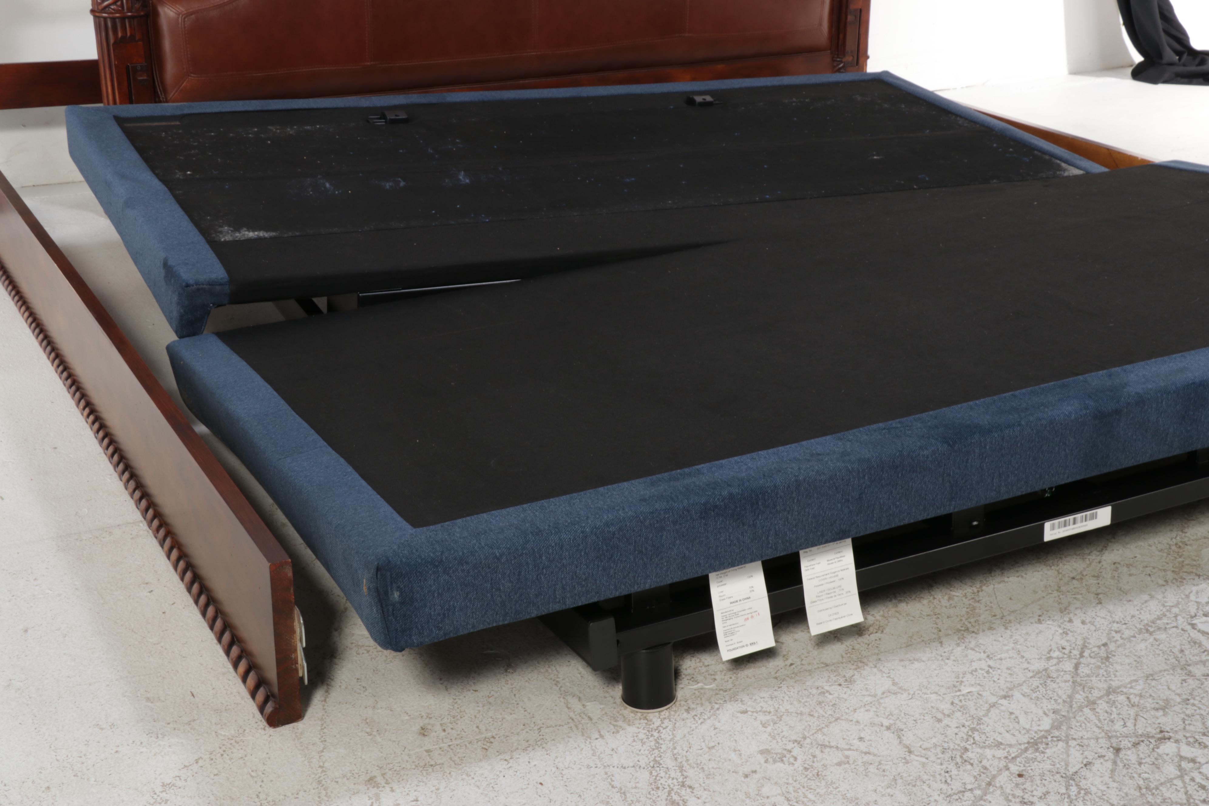 King Size Carved Wood Bed with Serta Motion iSeries Foundation ...