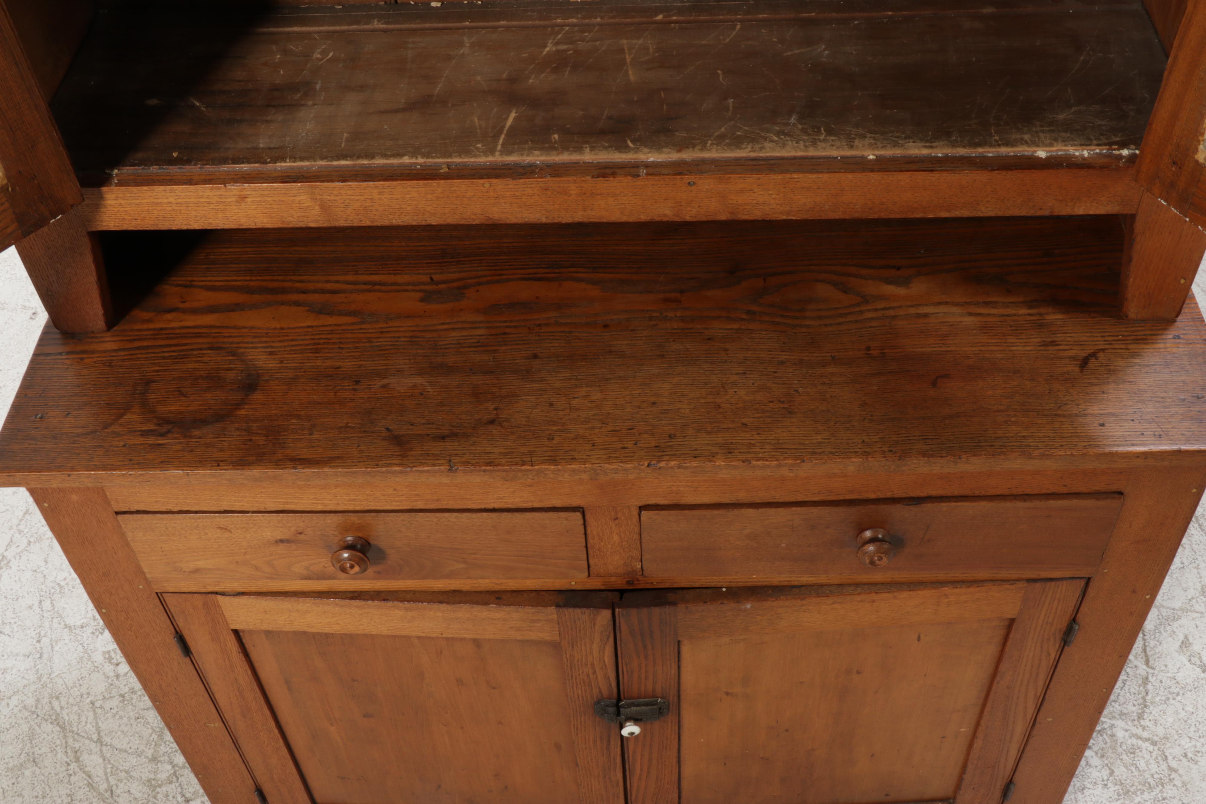 American Primitive Oak Stepback Cupboard, Late 19th Century | EBTH