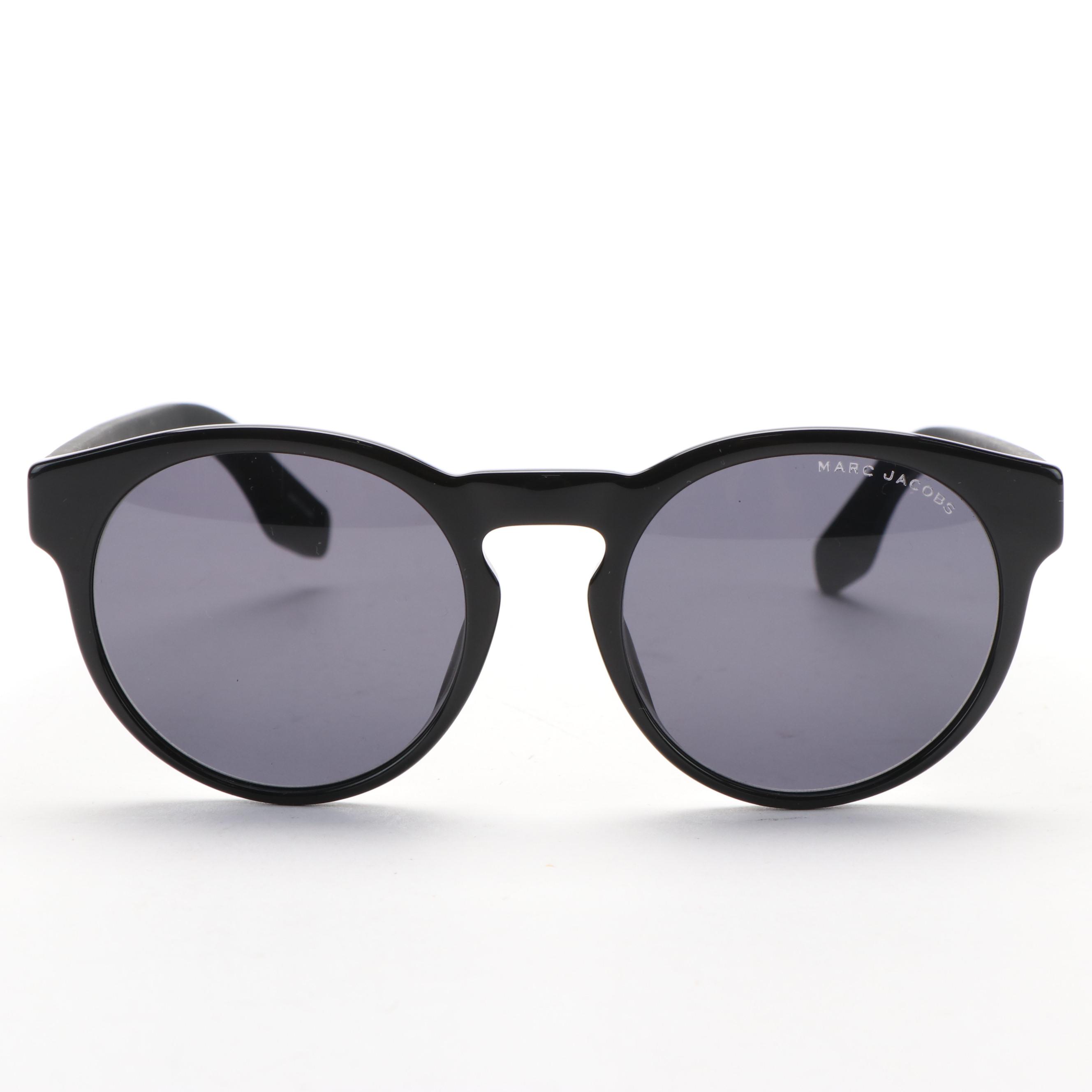 Marc Jacobs MARC 358/S Round Black and Gray Blue Sunglasses with Case ...