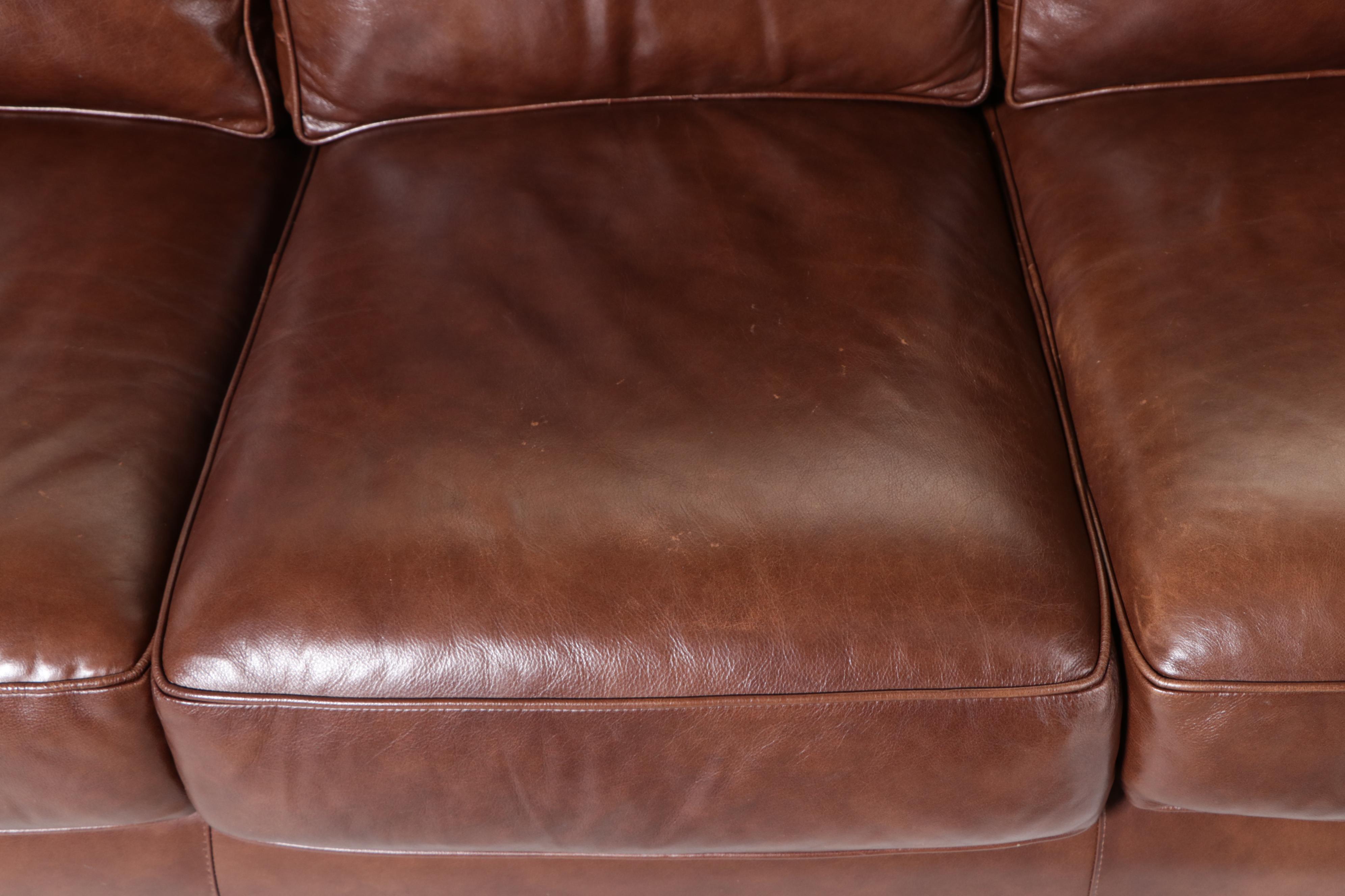 Hancock & Moore Brown Leather Roll-Arm Sofa with Nailheads | EBTH