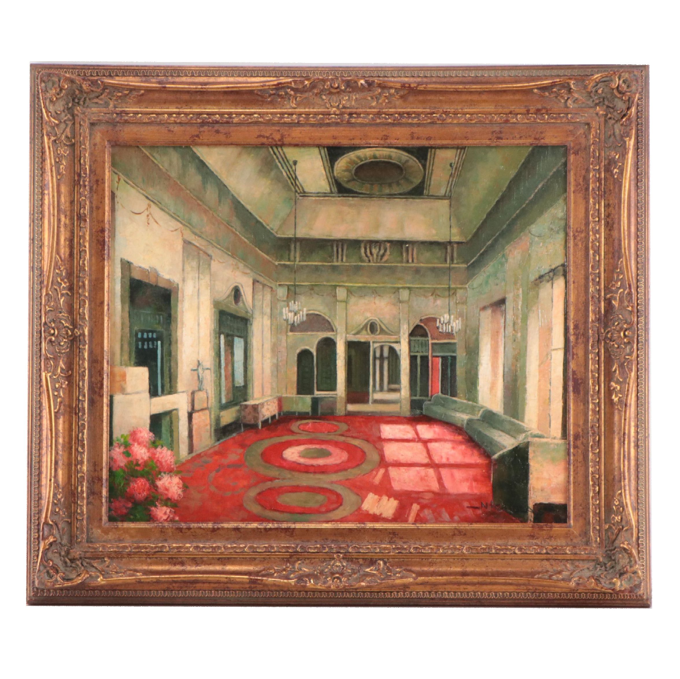 Nicholas Oil Painting of Lavish Annex Interior | EBTH
