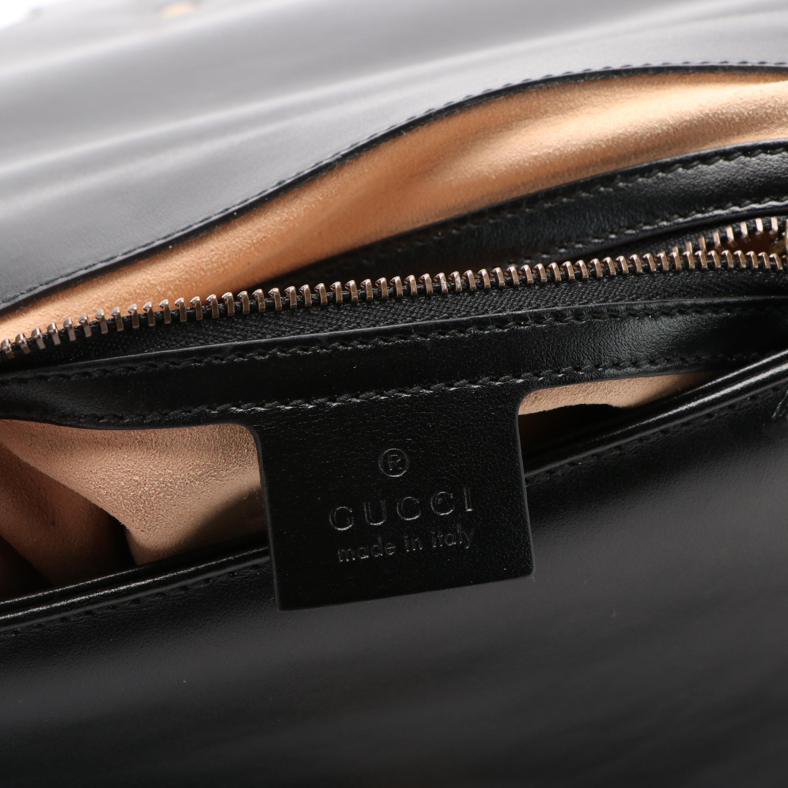 Gucci Marmont Top Handle Bag in Black Matelassé Leather | EBTH